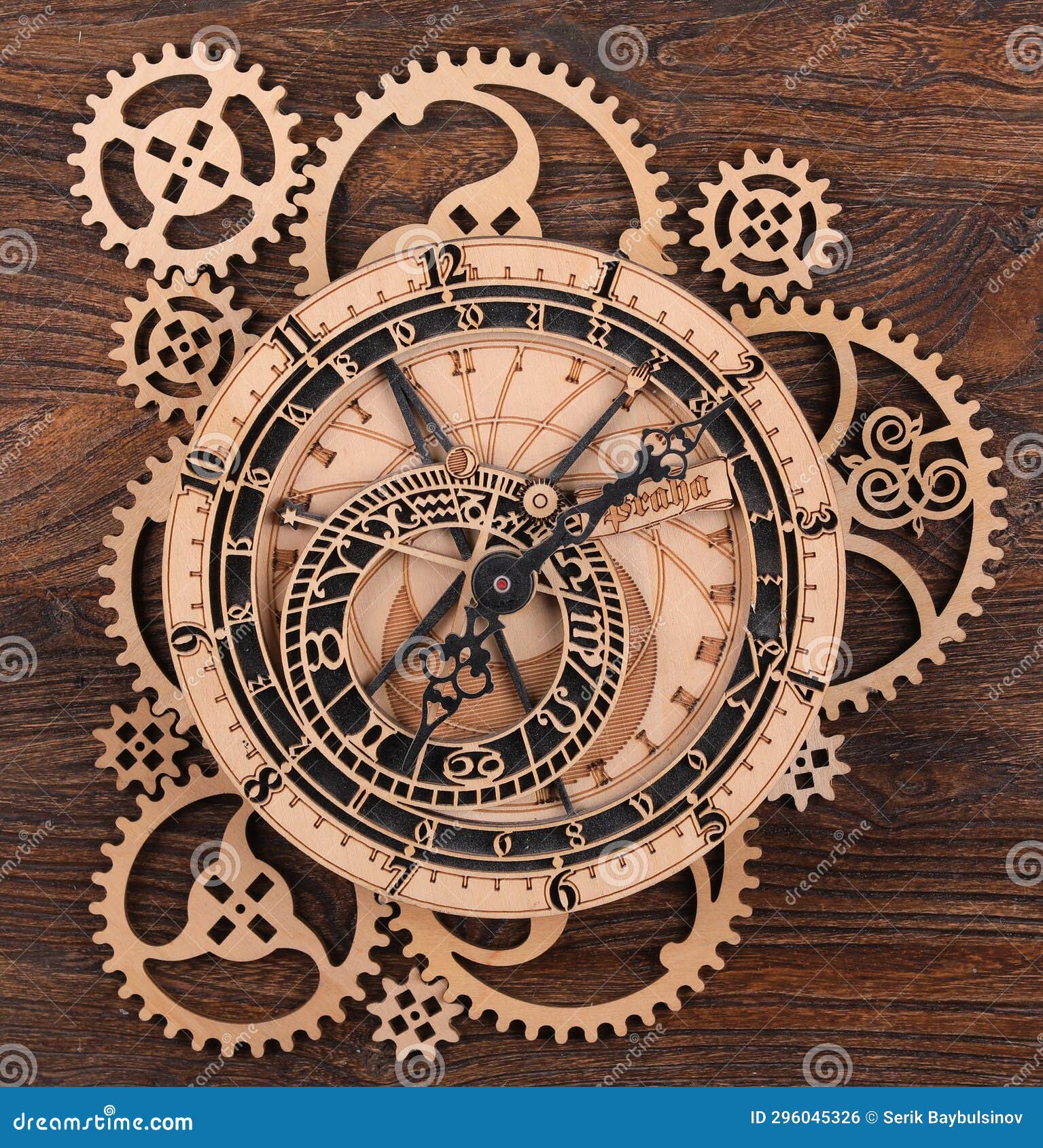 Wooden Infinity Clock on Wooden Stock Photo - Image of abstract, moment ...