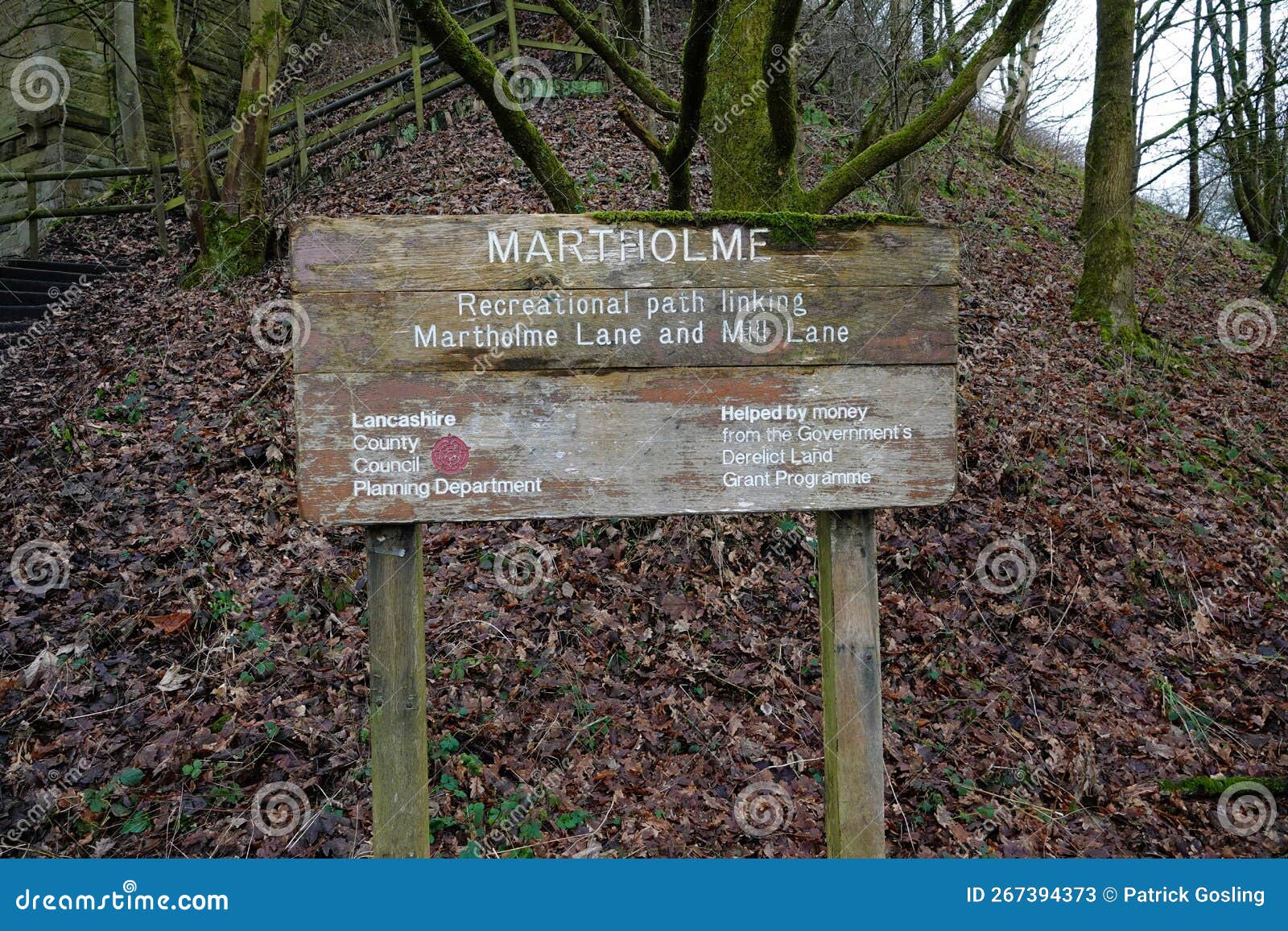 Wooden Information Sign at Martholme Viaduct. Stock Image - Image of ...