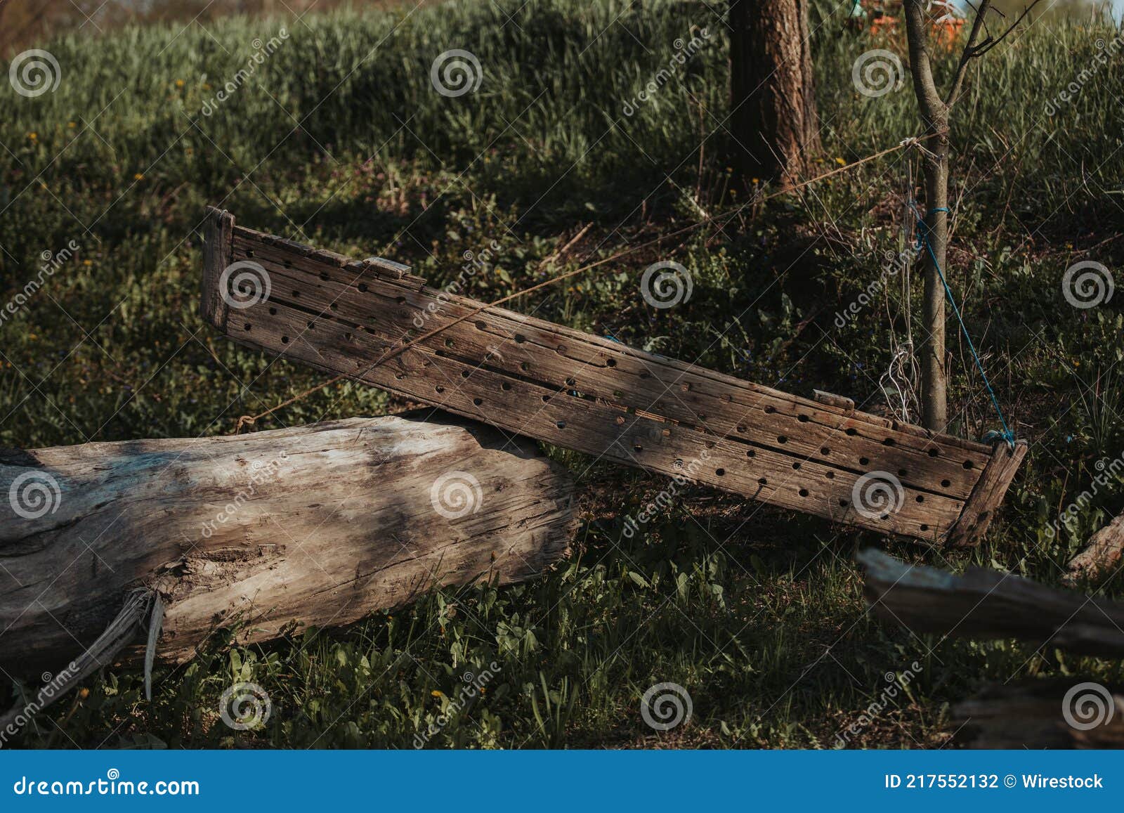 Wooden Instrument To Keep Fish Alive in the Water Stock Photo - Image ...