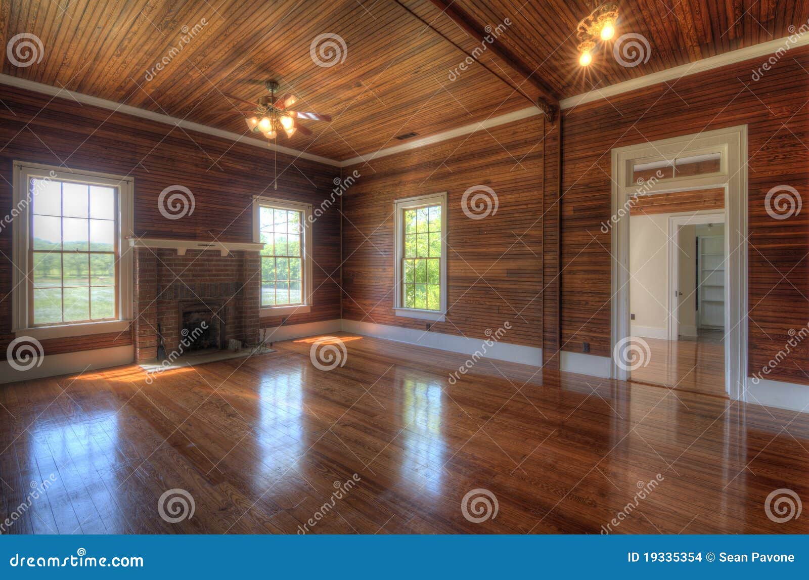 Wooden Interior Living Room Stock Photo - Image of interior, paneling ...