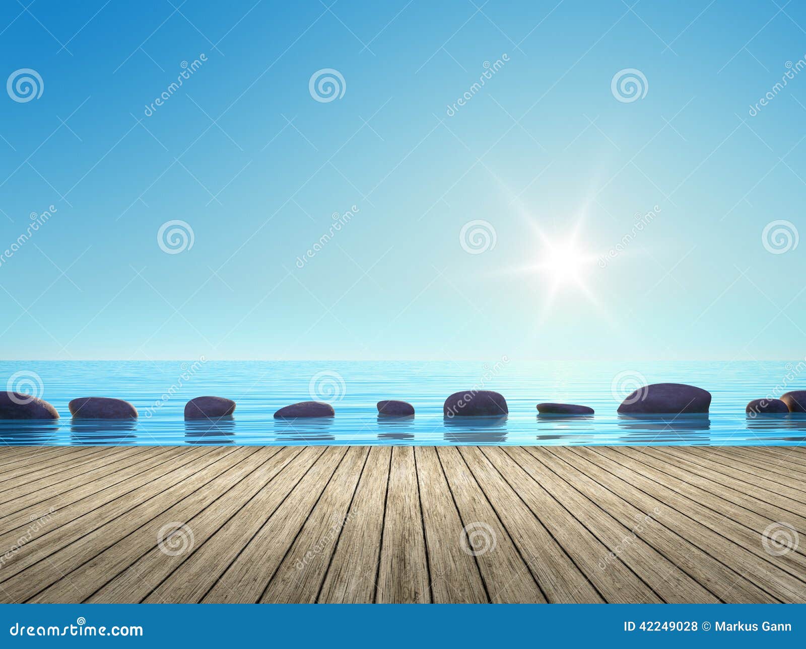 Wooden jetty step stones stock illustration. Illustration of black ...