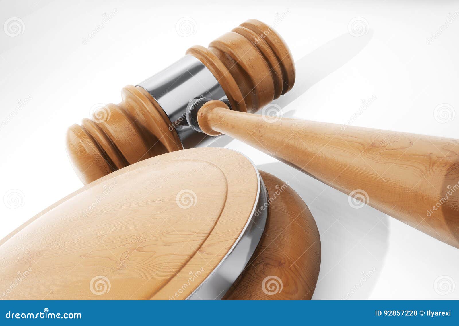Wooden Judge Hammer Close Up. 3d Rendering. Stock Illustration ...