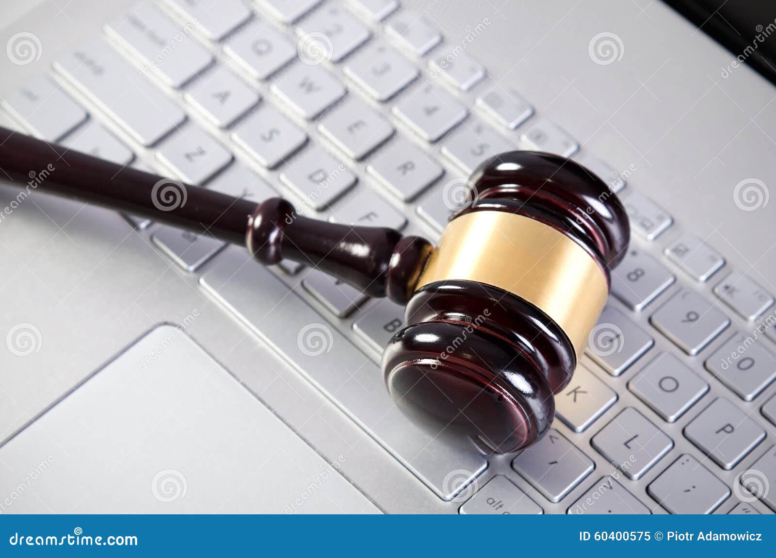 Wooden Judge Hammer on Laptop Computer Stock Image - Image of ...