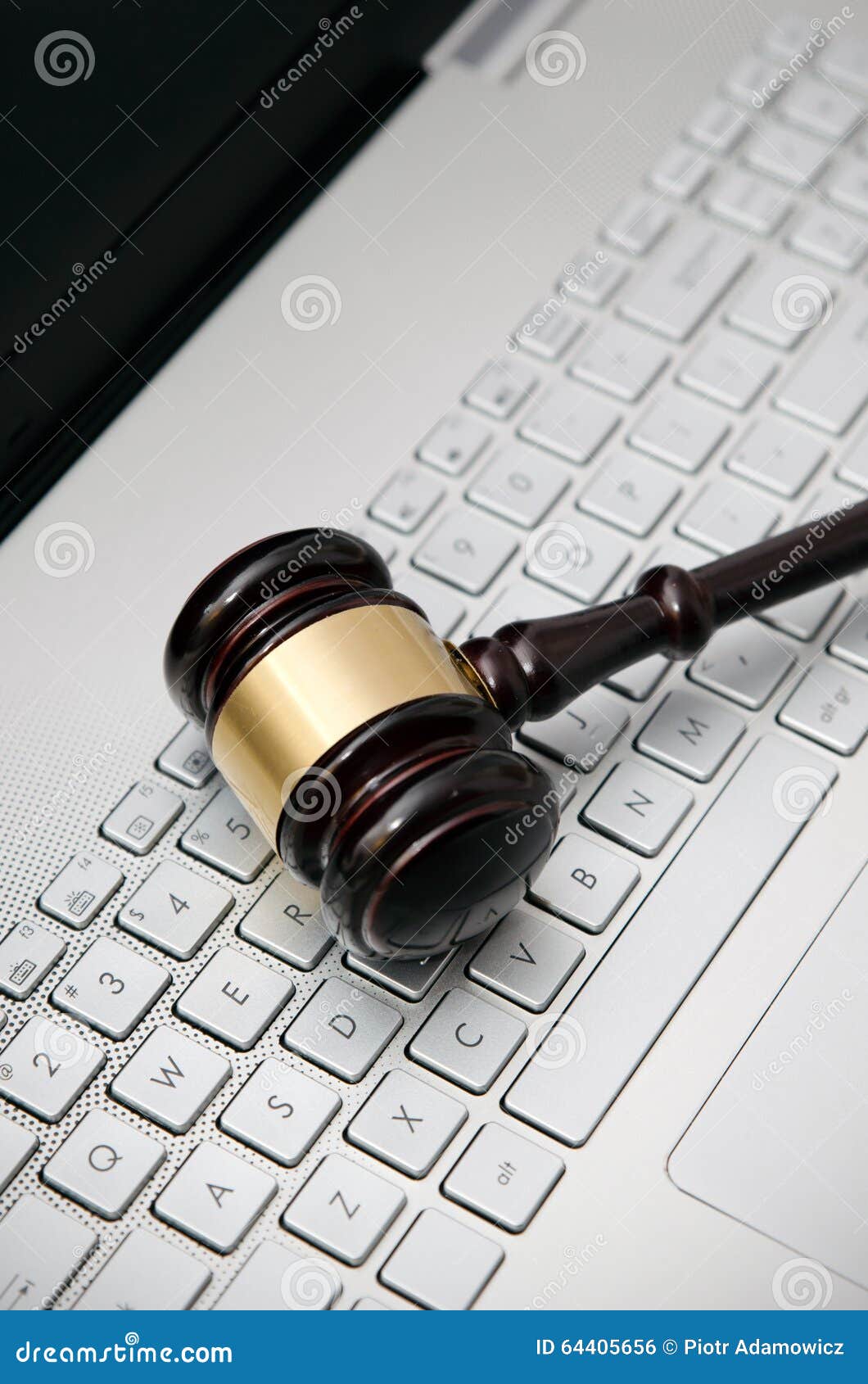 Wooden Judge Hammer on Laptop Computer Stock Photo - Image of judgment ...