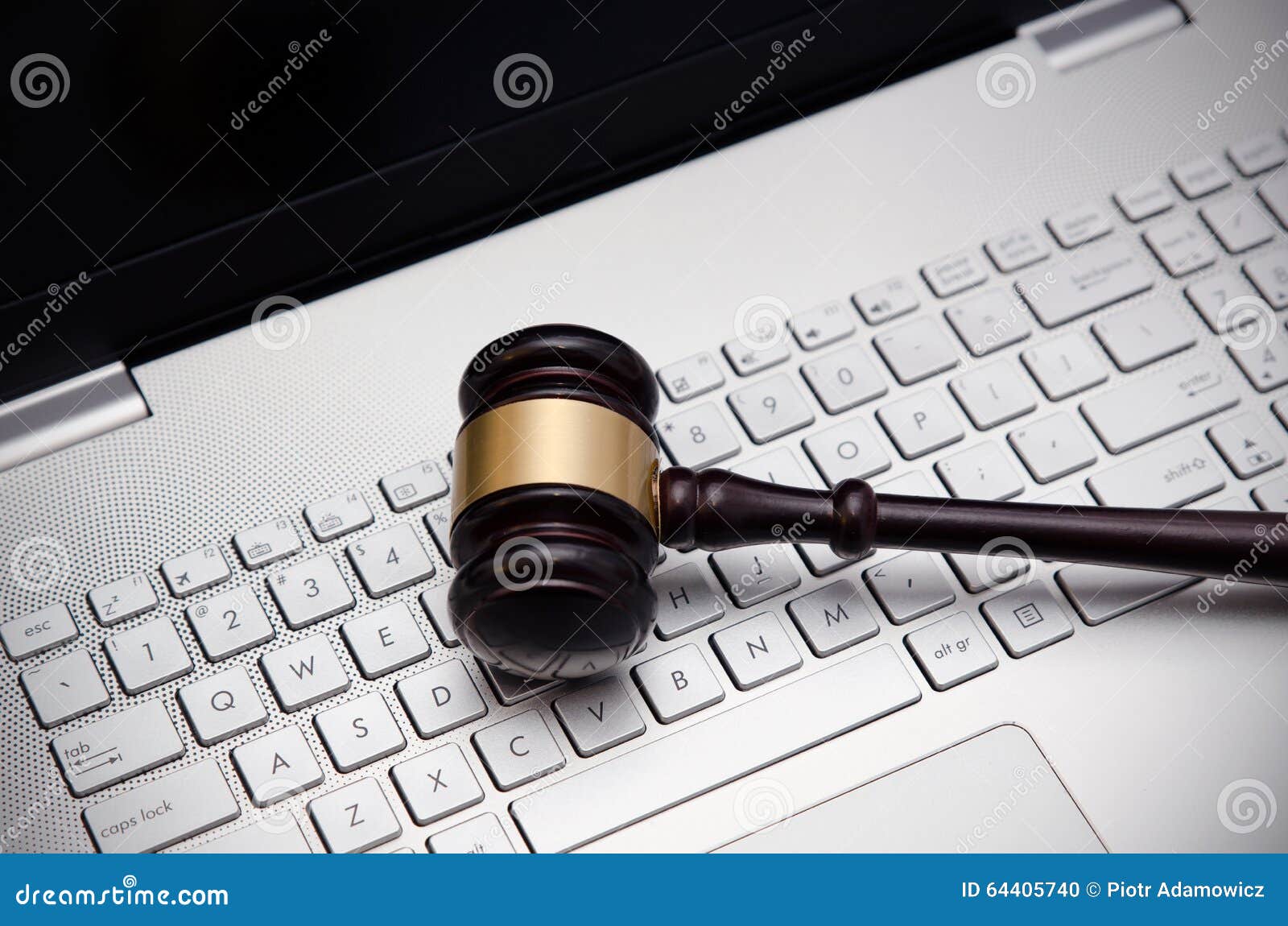 Wooden Judge Hammer on Laptop Computer Stock Photo - Image of gavel ...