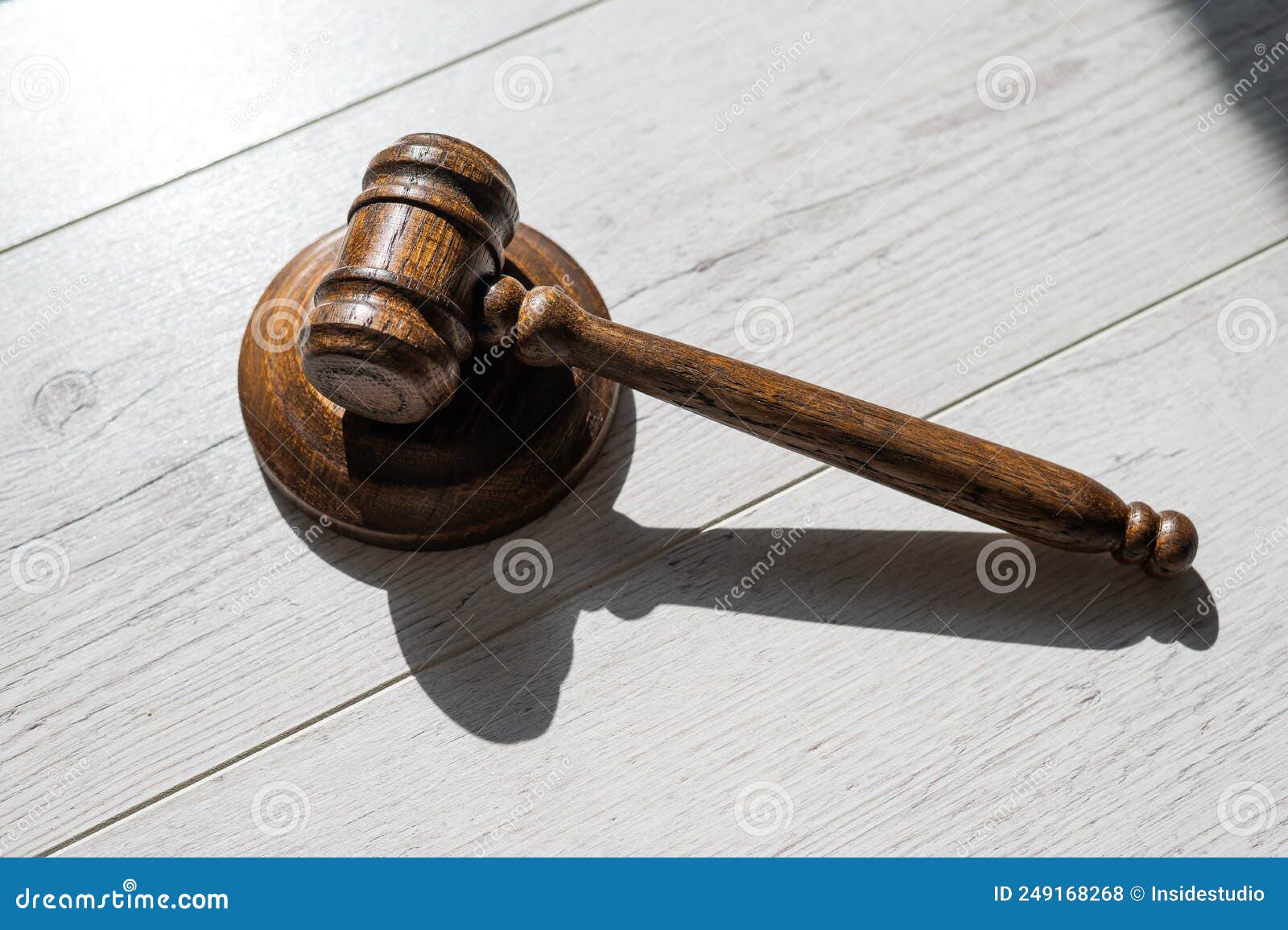Wooden Judicial Gavel on a Wooden Laminate. Stock Photo - Image of ...