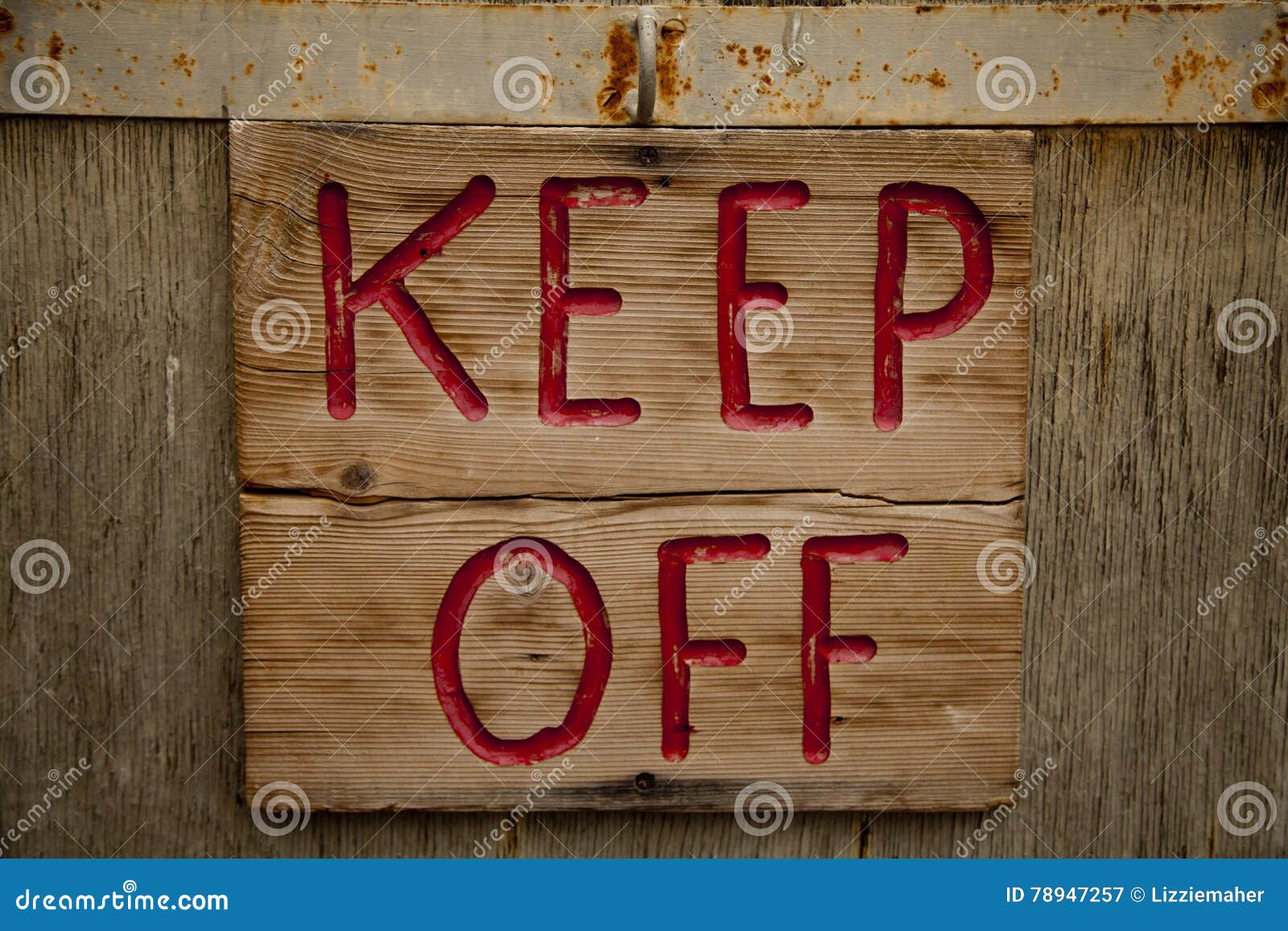 Wooden Keep Off Sign stock image. Image of wood, vintage - 78947257
