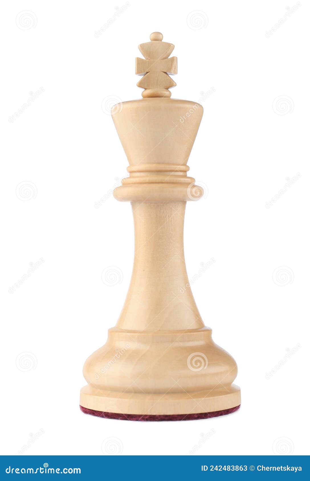 Wooden King Isolated on White. Chess Piece Stock Image - Image of ...
