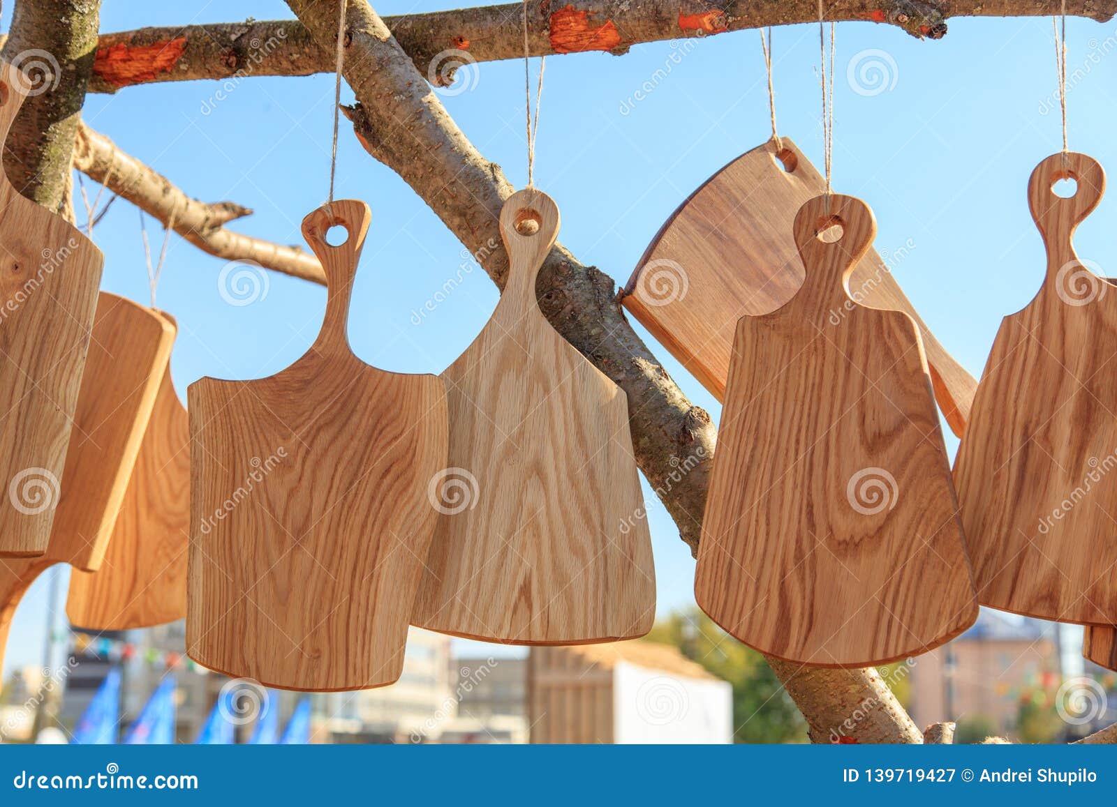 Wooden Kitchen Boards are Sold on the Market Stock Image - Image of ...