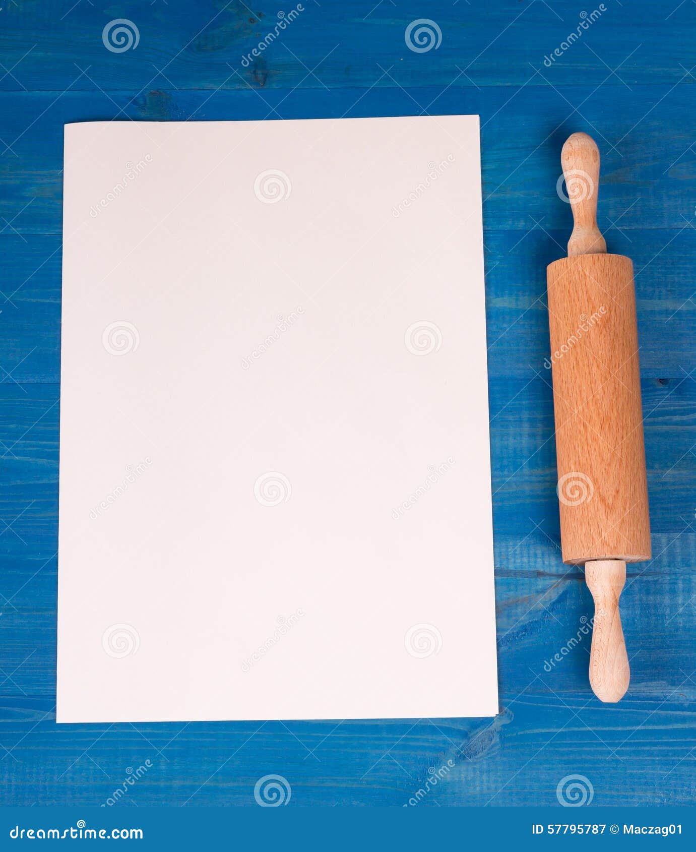 Wooden Kitchen Roller with Sheet Paper Stock Image - Image of kitchen ...