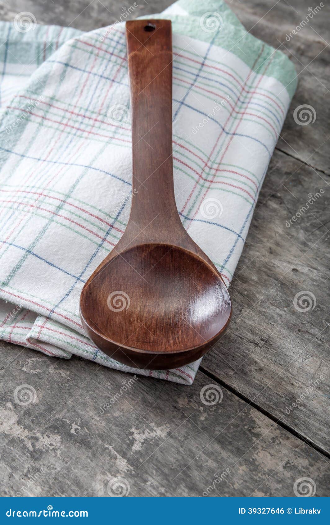 Wooden Kitchen Spoon on a Napkin Stock Photo - Image of implement ...