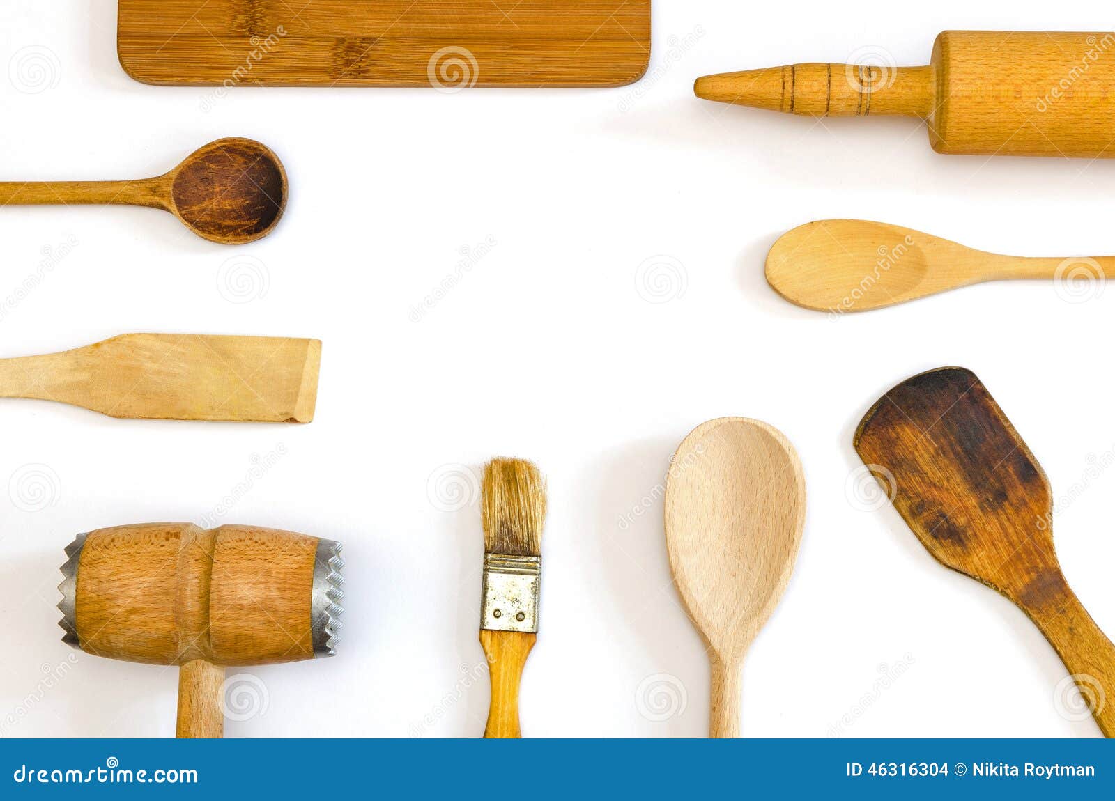 Wooden Kitchen Utensils Building a Frame Stock Photo - Image of spoon ...
