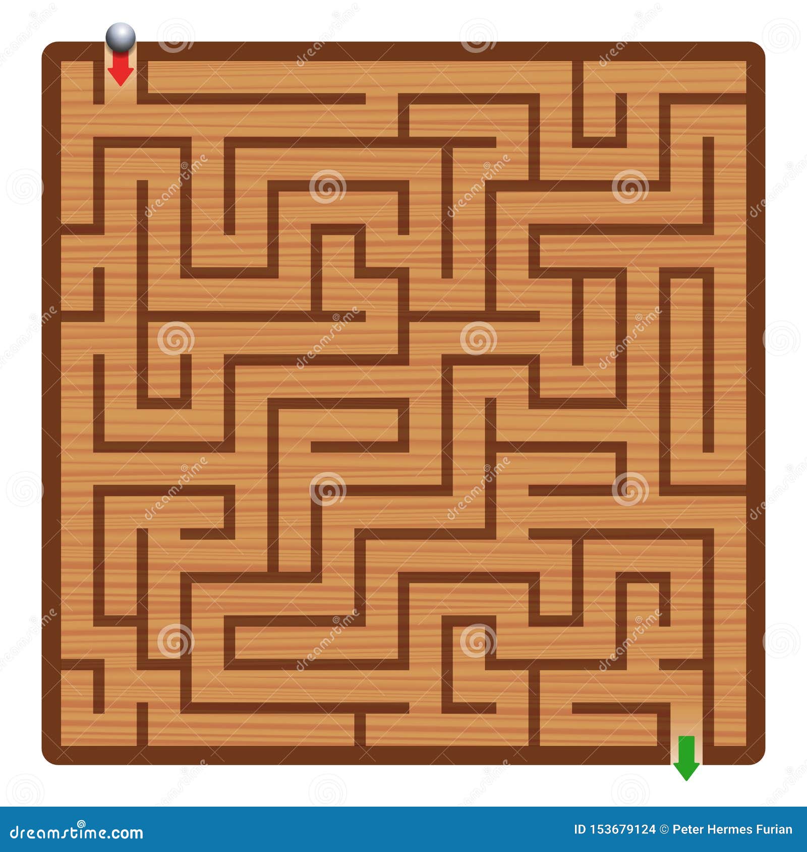 Wooden Labyrinth Square Format Maze Stock Illustration - Illustration ...