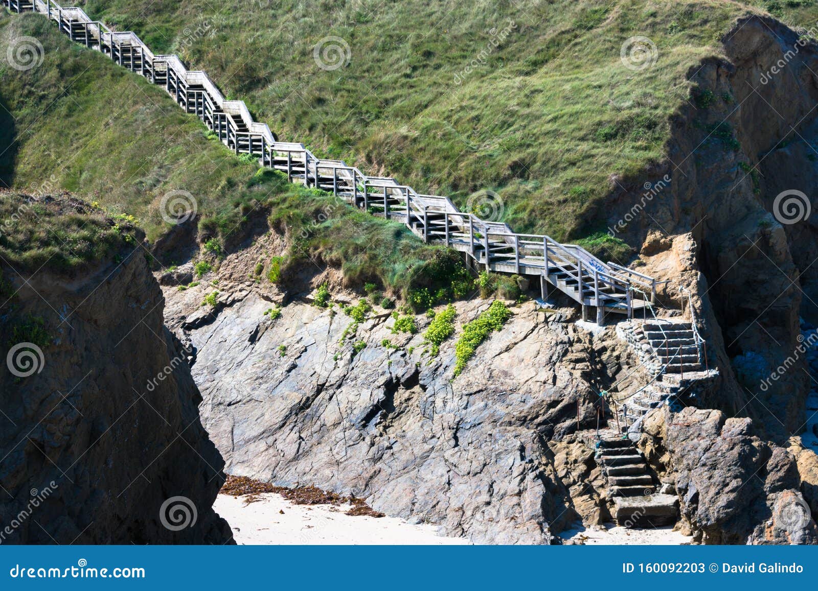 Wooden Ladder on Cliff by the Ocean Stock Image - Image of beach ...