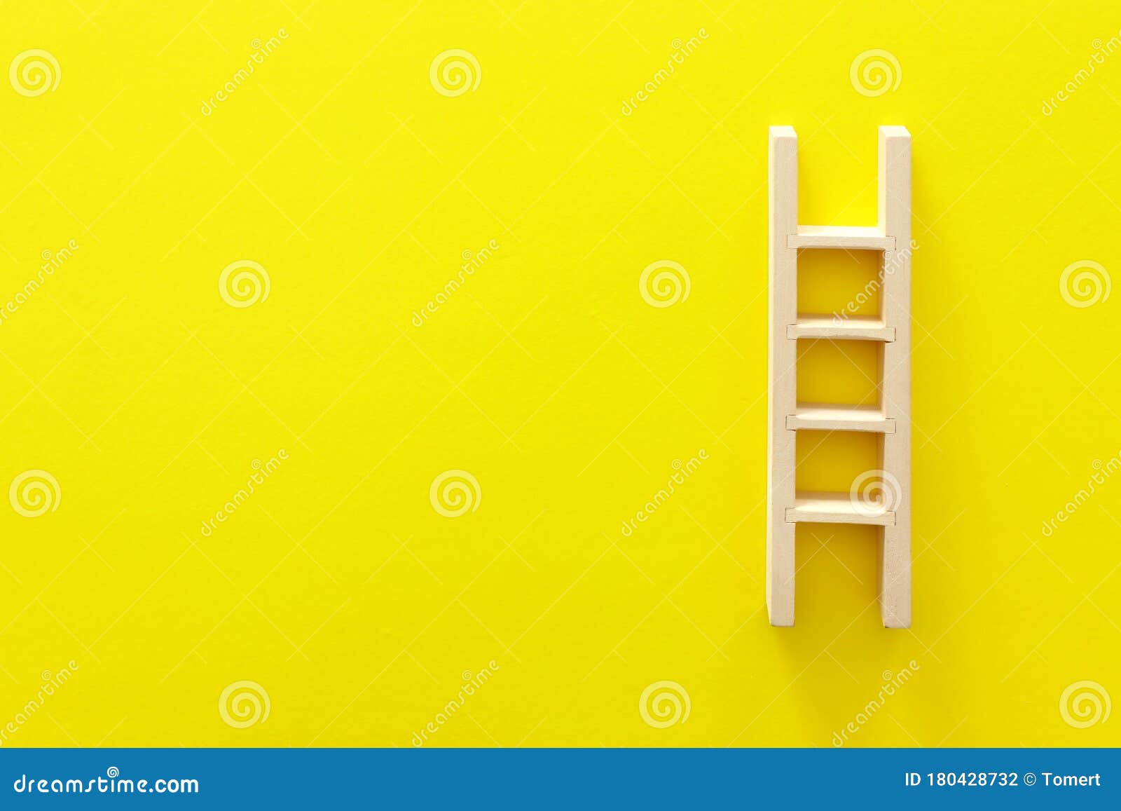 Wooden Ladder Over Yellow Background Stock Photo - Image of background ...