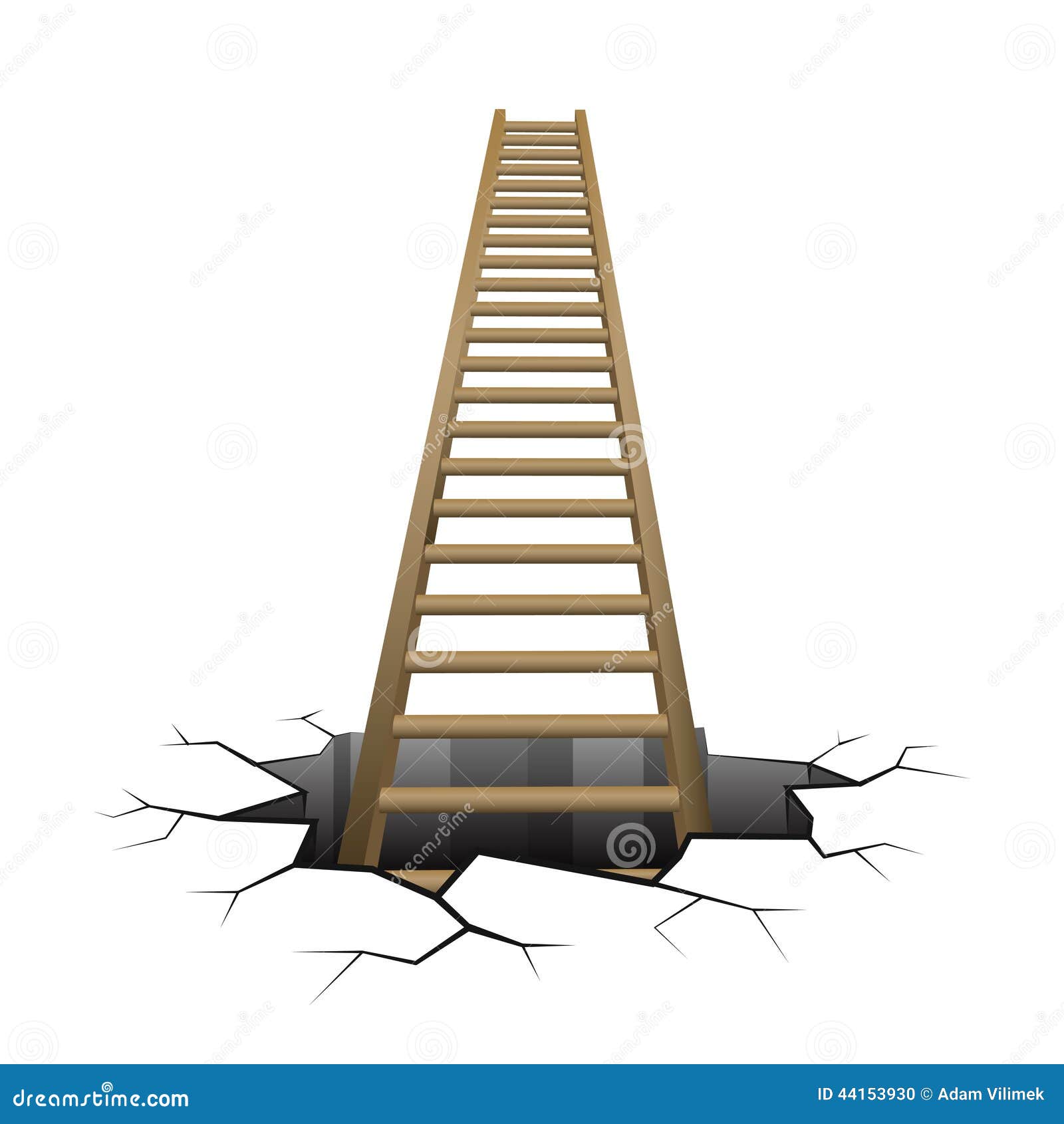 Wooden Ladder Rising from Cracked Surface Stock Vector - Illustration ...