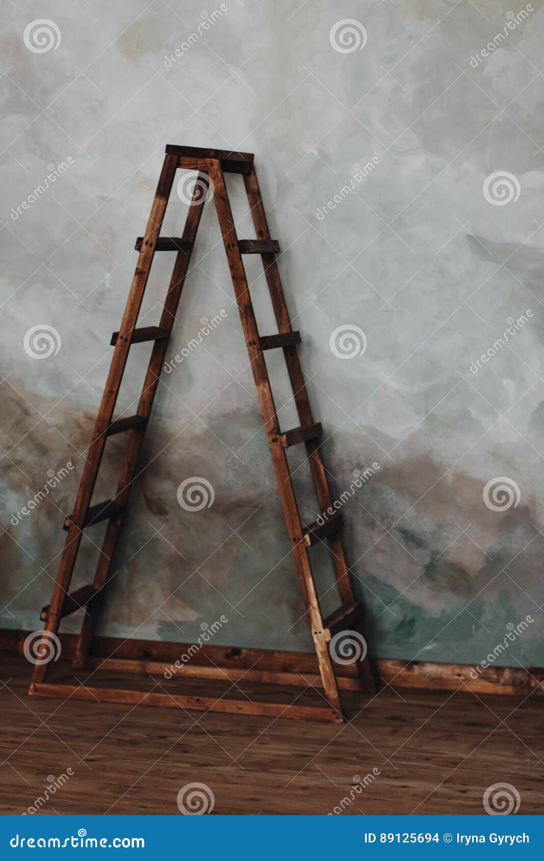 Wooden ladder in the room stock photo. Image of grunge - 89125694
