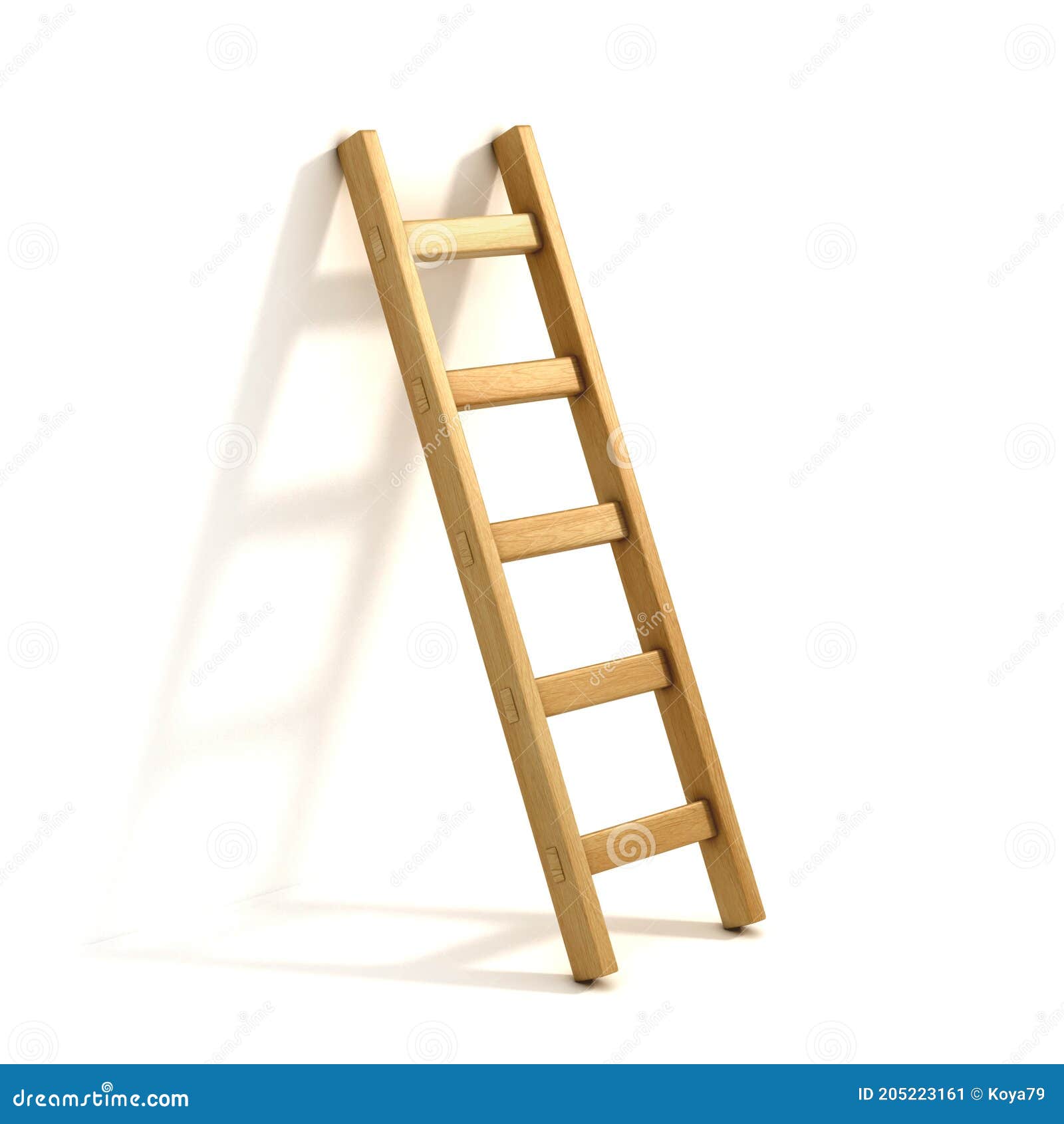 Wooden Ladders Of Various Sizes Against A Dark Background Stock Photo ...