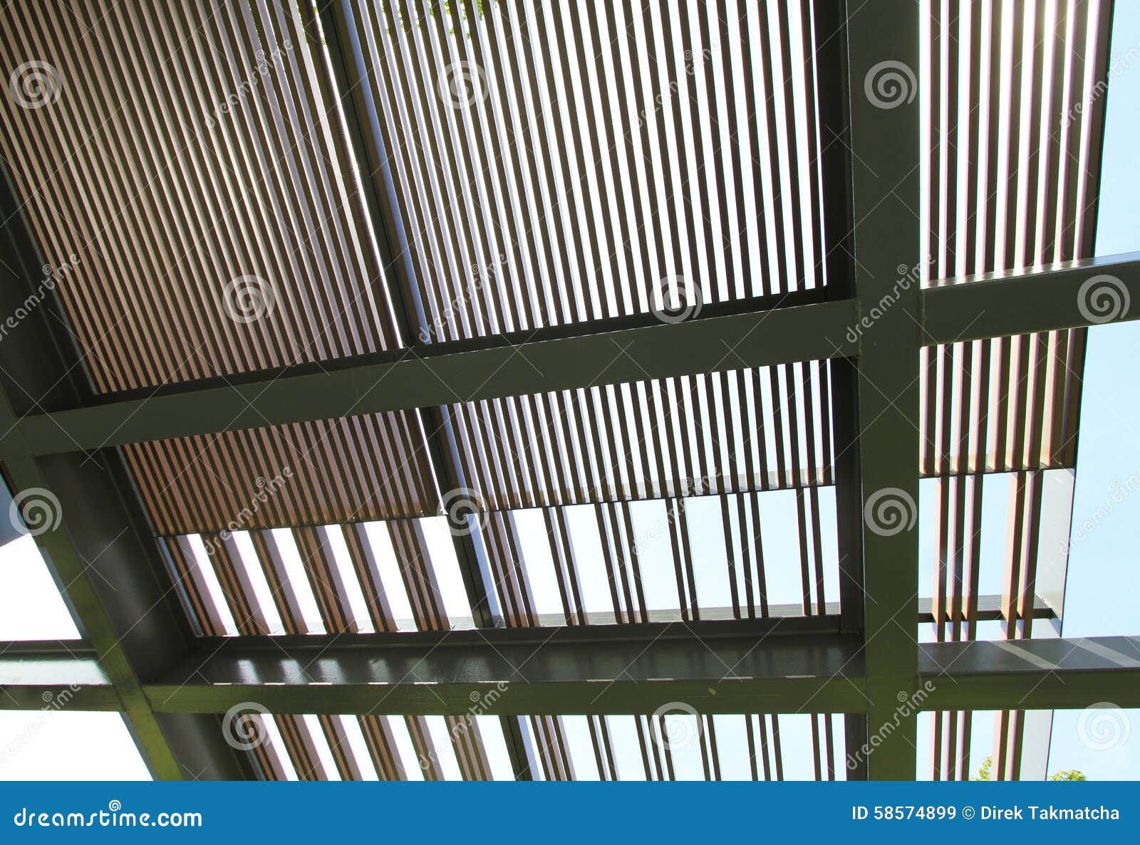 Wooden Lath Built on Metal Structure Stock Image - Image of building ...
