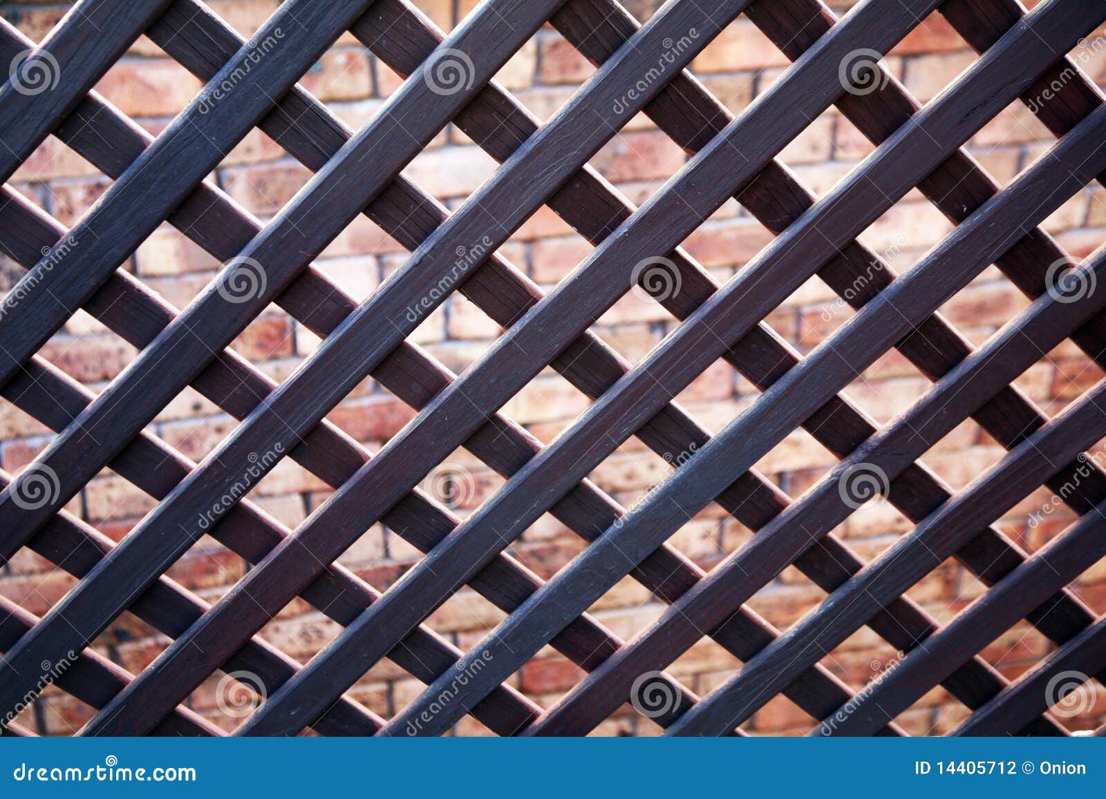 Wooden Lattice On A Brick Wall Background. Wooden Texture Royalty-Free ...