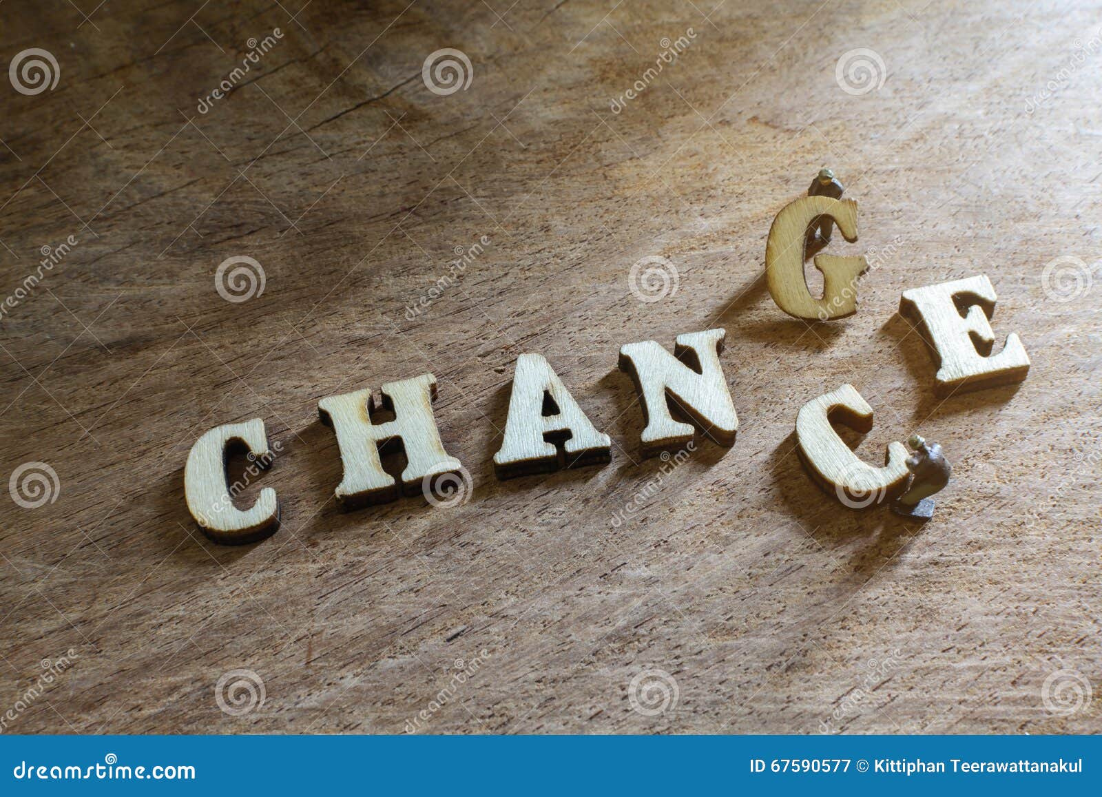 Wooden Letters of Chance and Change Stock Image - Image of letter ...