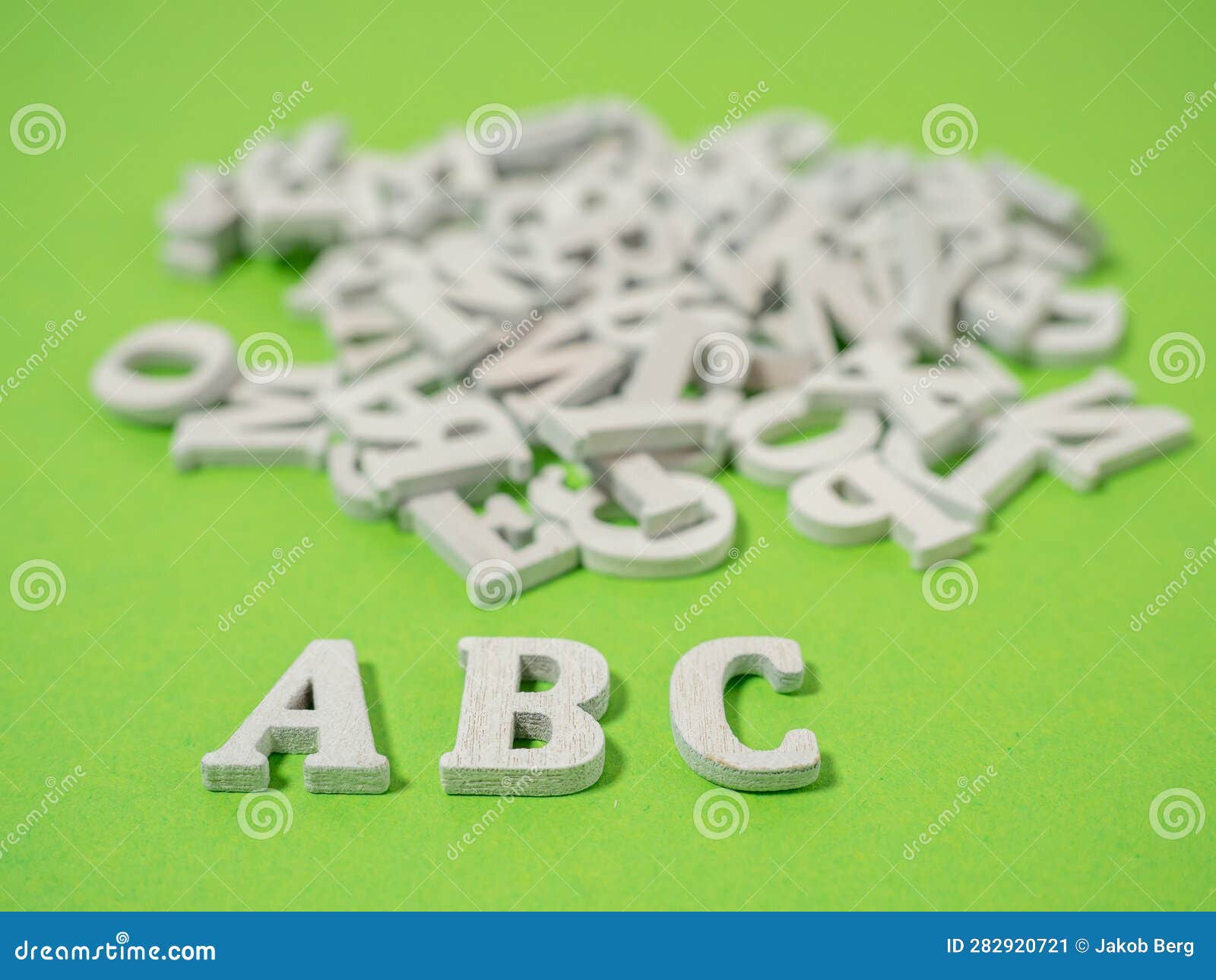 Wooden Letters on a Green Background. Stock Image - Image of font ...
