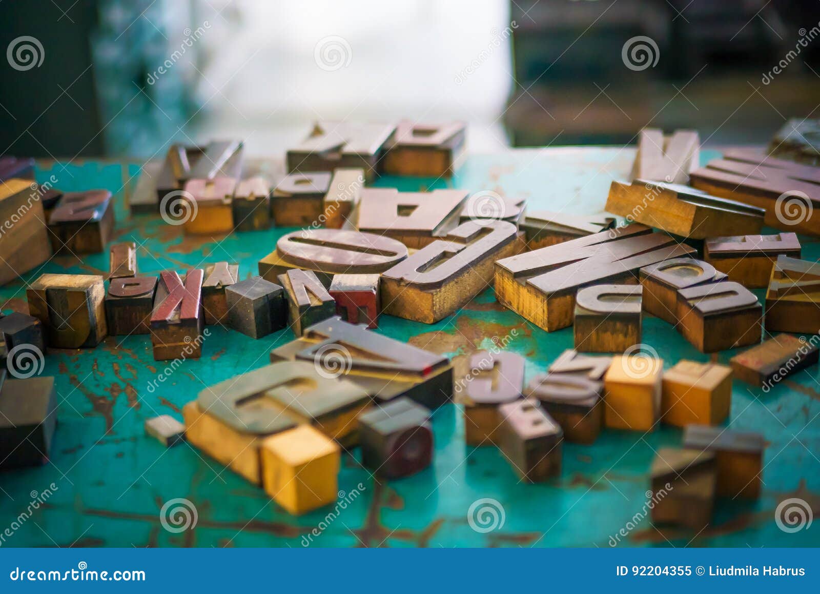Wooden Letters on the Table Designer Stock Image - Image of brick ...