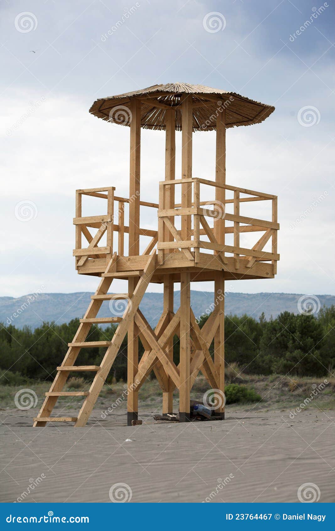 Wooden Life Guard Tower At The Sandy Beach Royalty Free Stock ...
