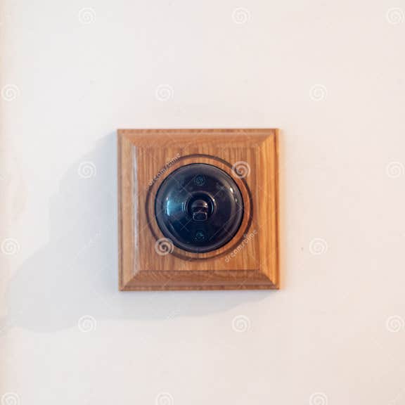 Wooden Light Switch on a White Wall Stock Photo - Image of energy, wall ...