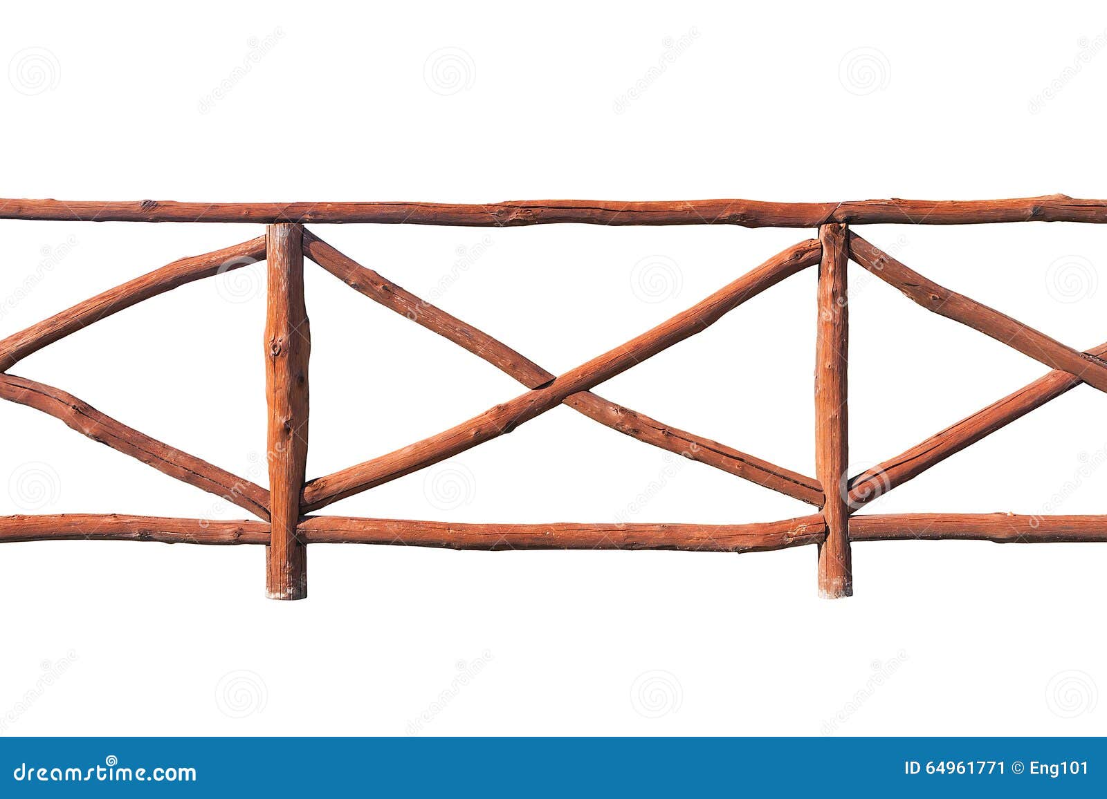 Wooden Log Fence Isolated on White Background Stock Image - Image of ...