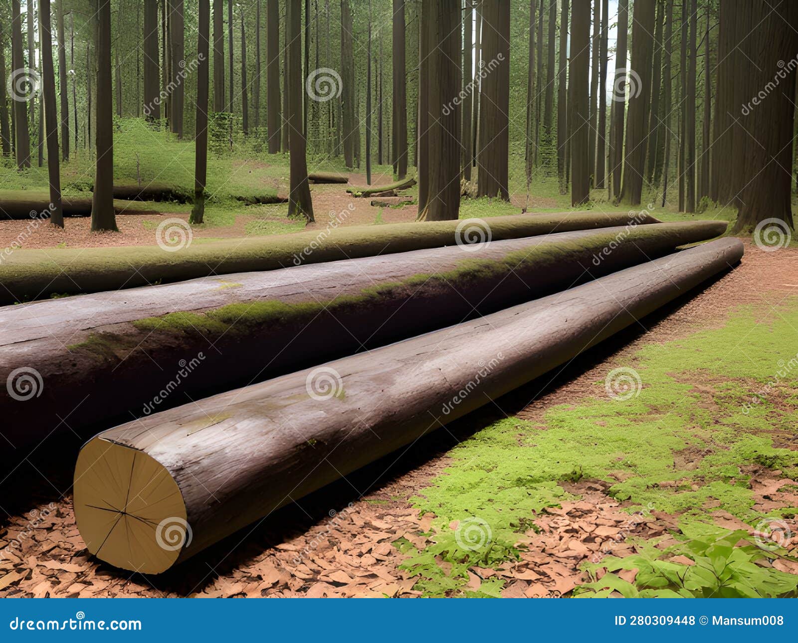 Wooden Log in the Forest, Ai Generated Stock Illustration ...