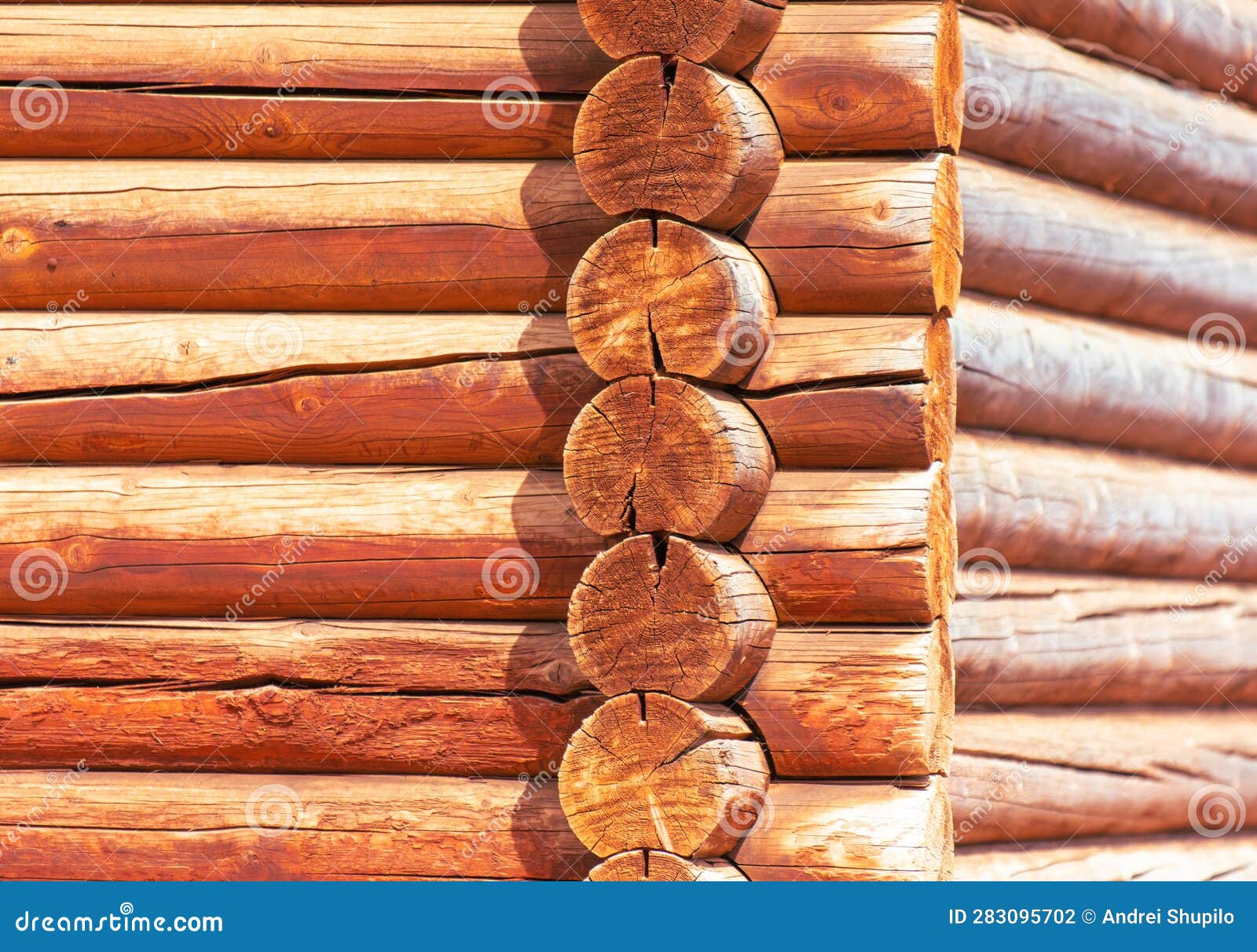 Wooden Log House Wall Made of Logs. Log House Background Stock Photo ...