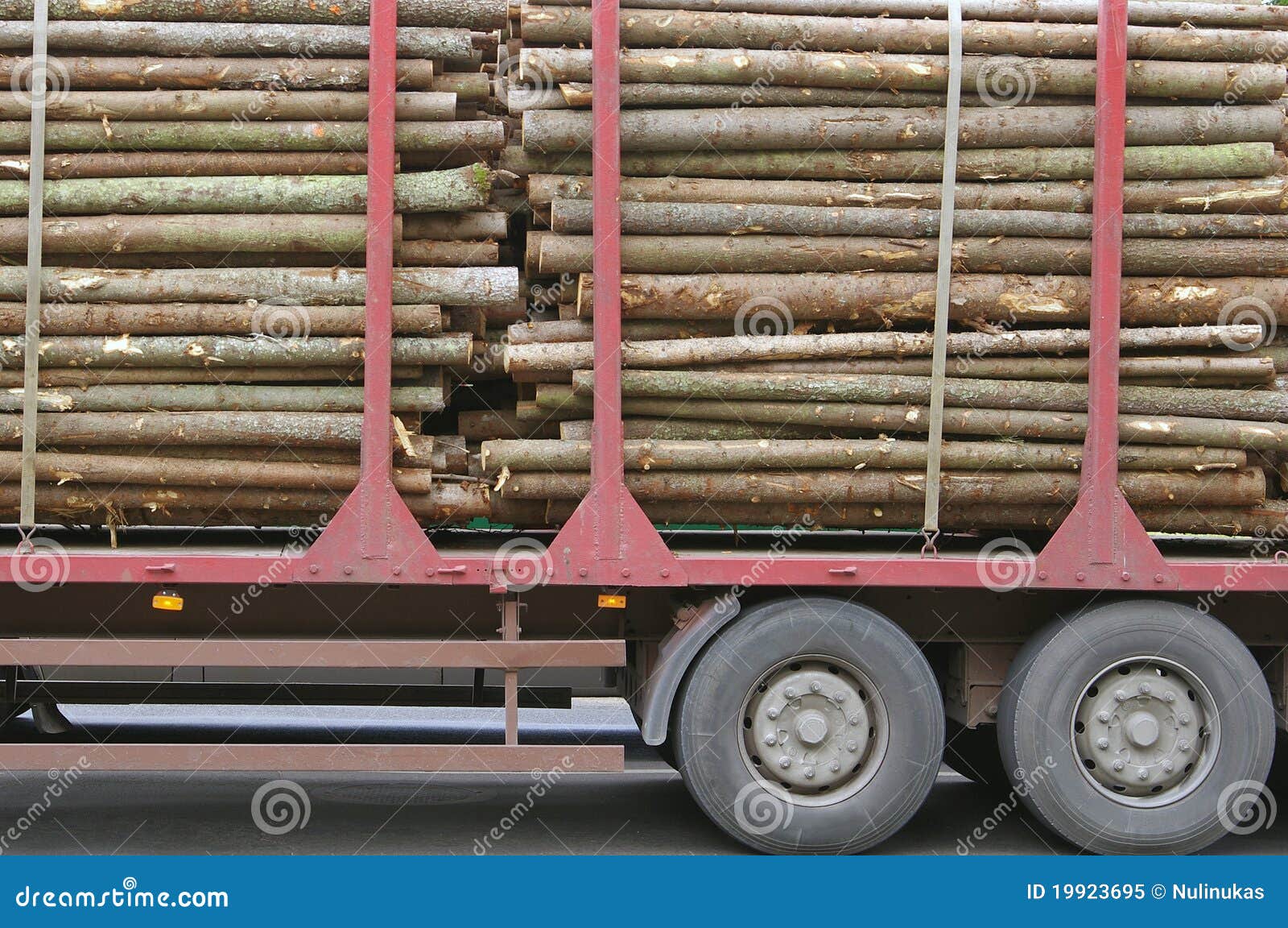 Wooden Logs on Logging Truck Trailer Stock Image - Image of production ...