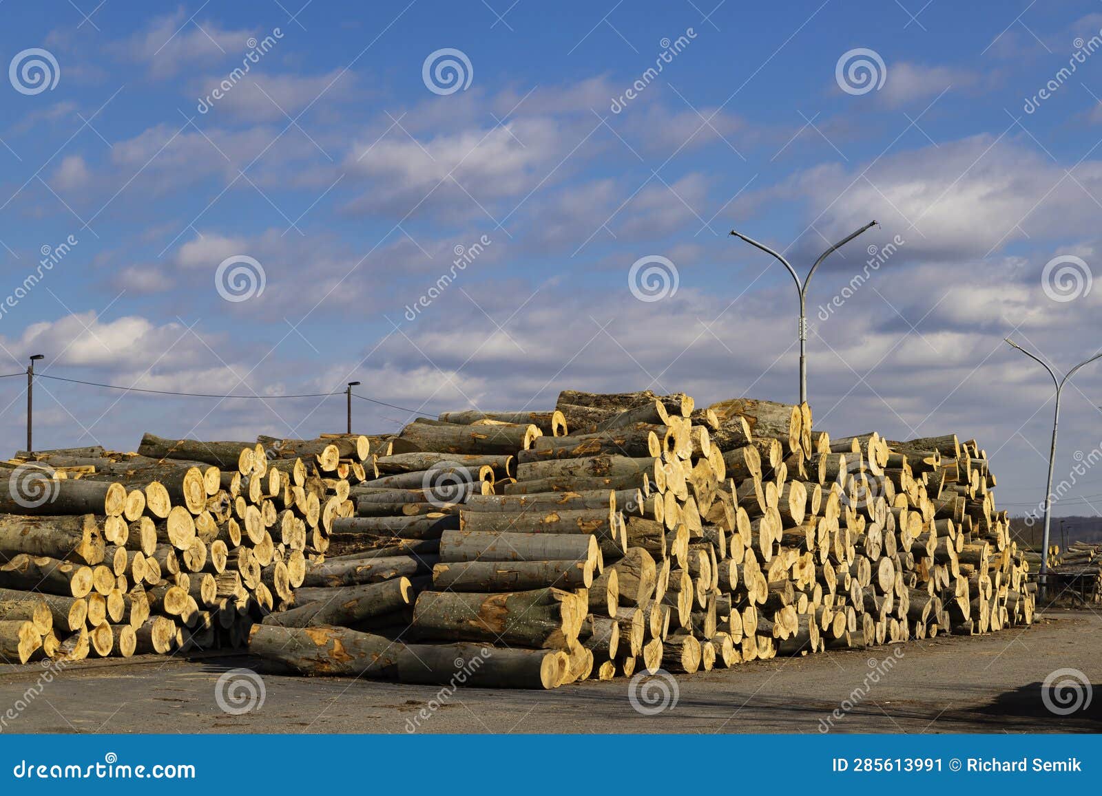 Wooden Logs on the Open Air Stock Image - Image of outdoor, stack ...