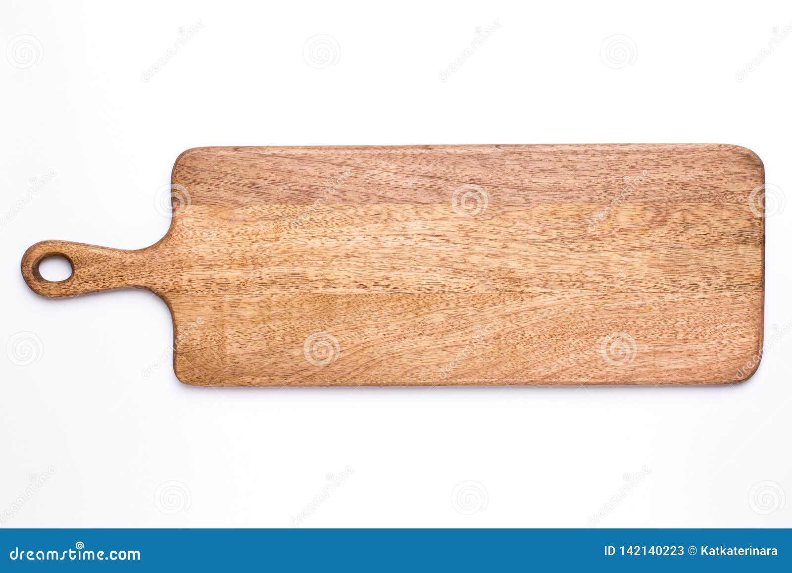 Wooden Long Kitchen Board on a White Background Top View Stock Image ...
