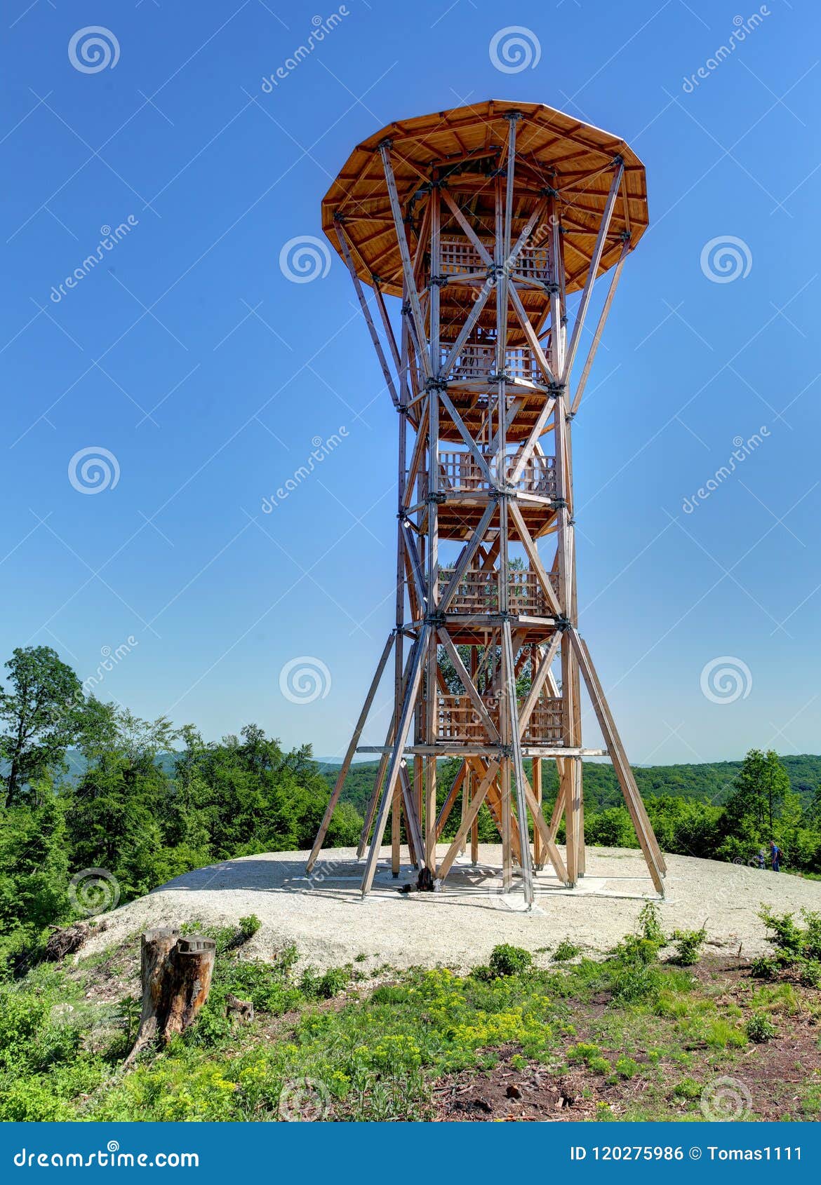 Wooden Lookout Tower In Valdebebas Park Of Madrid Royalty-Free Stock ...
