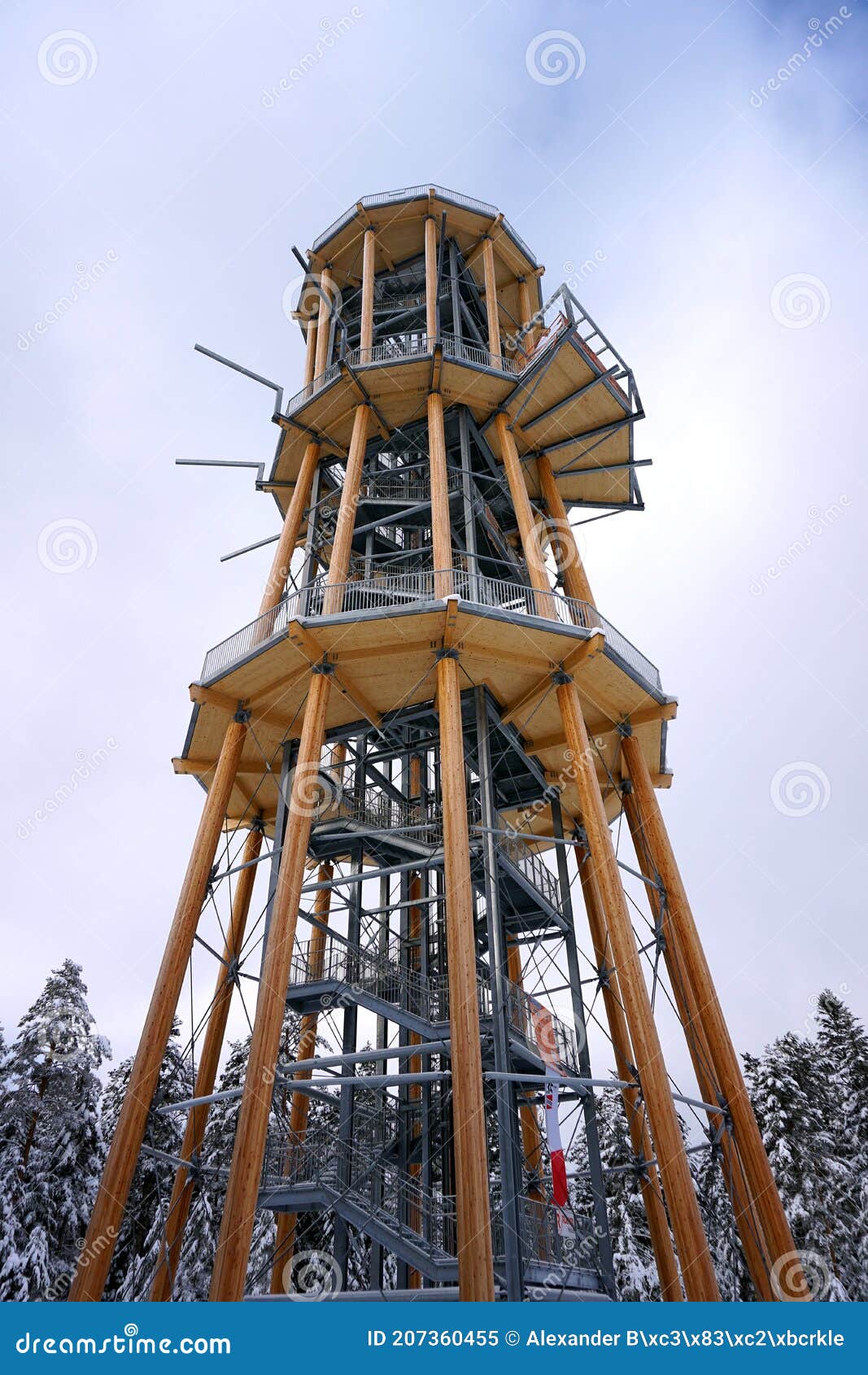 Wooden Lookout Tower in the Forest Stock Image - Image of forest ...