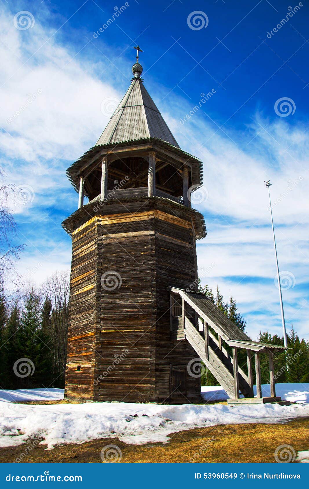 Wooden lookout tower stock image. Image of melt, khokhlovka - 53960549