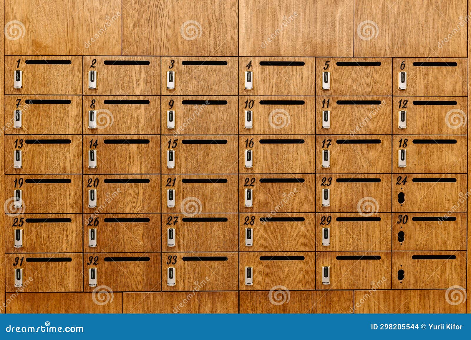 Wooden Mail Cabinets with Smart Locks and Access Cards Stock Photo ...