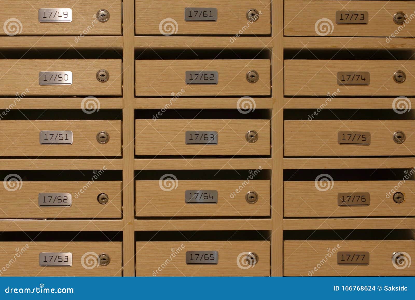 Wooden Mailboxes in the Condominium. Stock Photo - Image of home ...