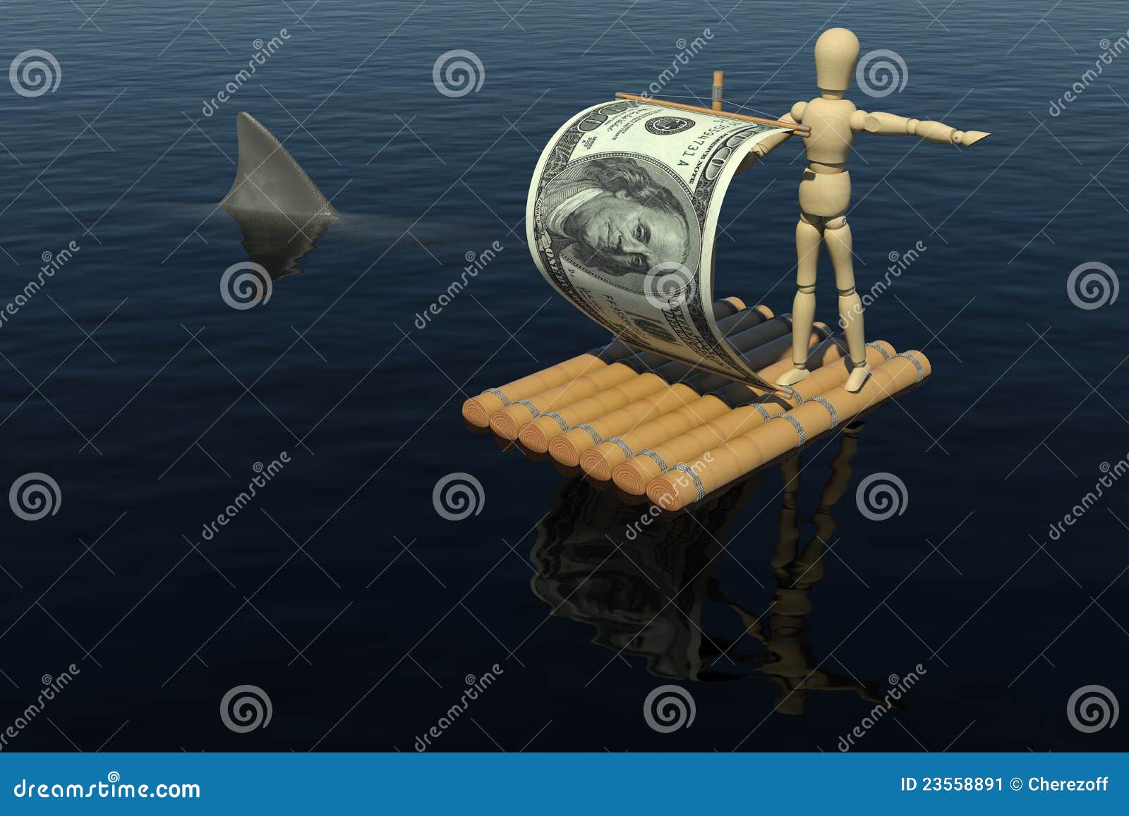 The Wooden Man On A Raft With A Sail Royalty-Free Stock Photography ...