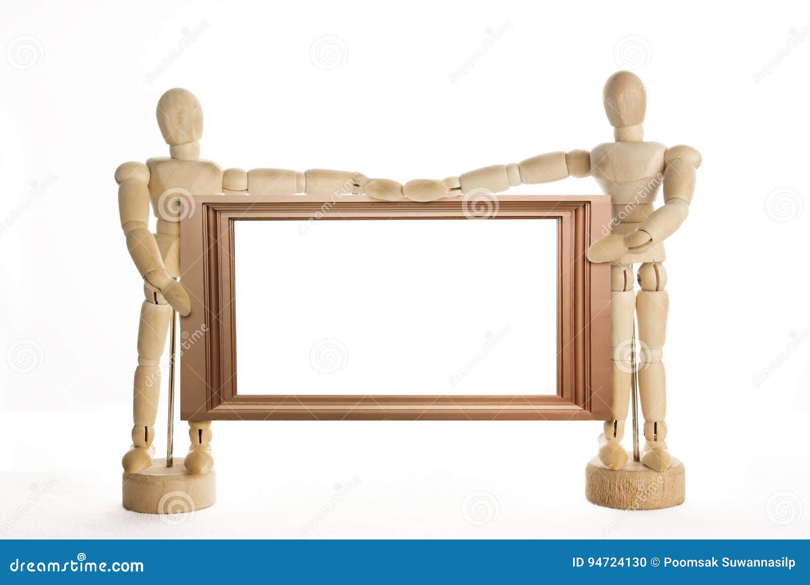 Wooden Mannequin Concept in Pose with Wood Frame. Stock Photo - Image ...