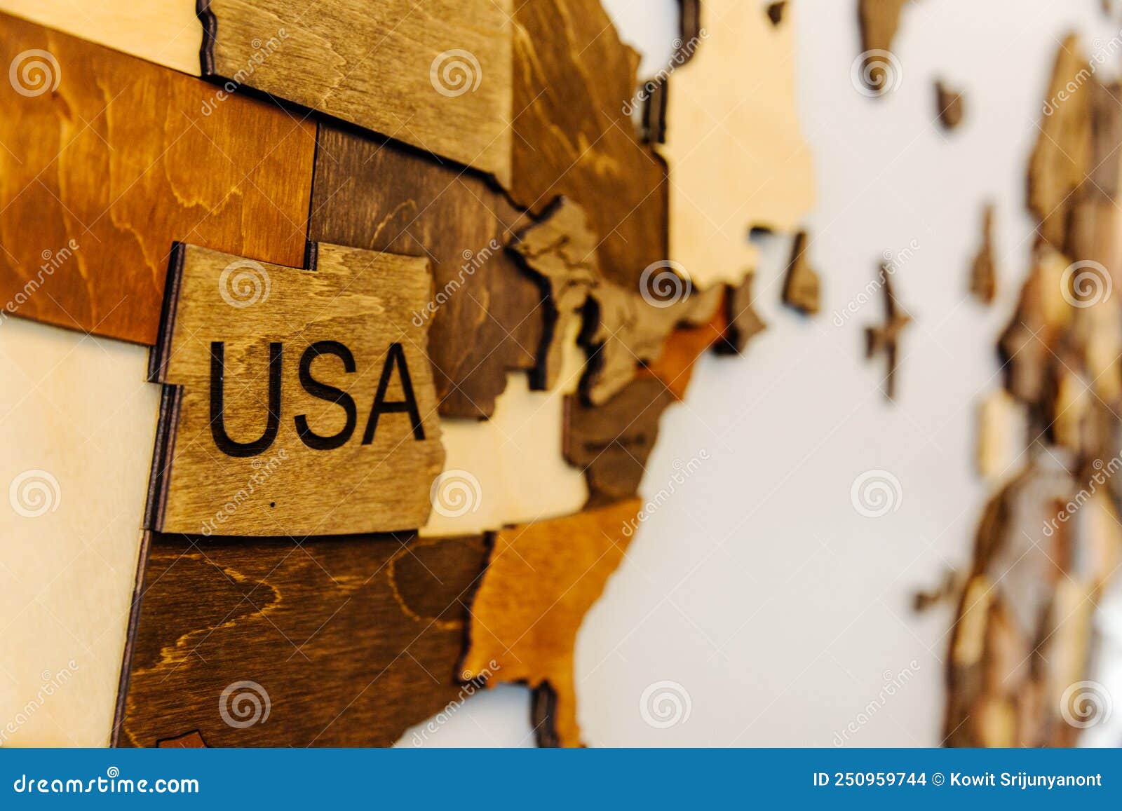 Wooden Maps Highlight the US Stock Photo - Image of american, orange ...