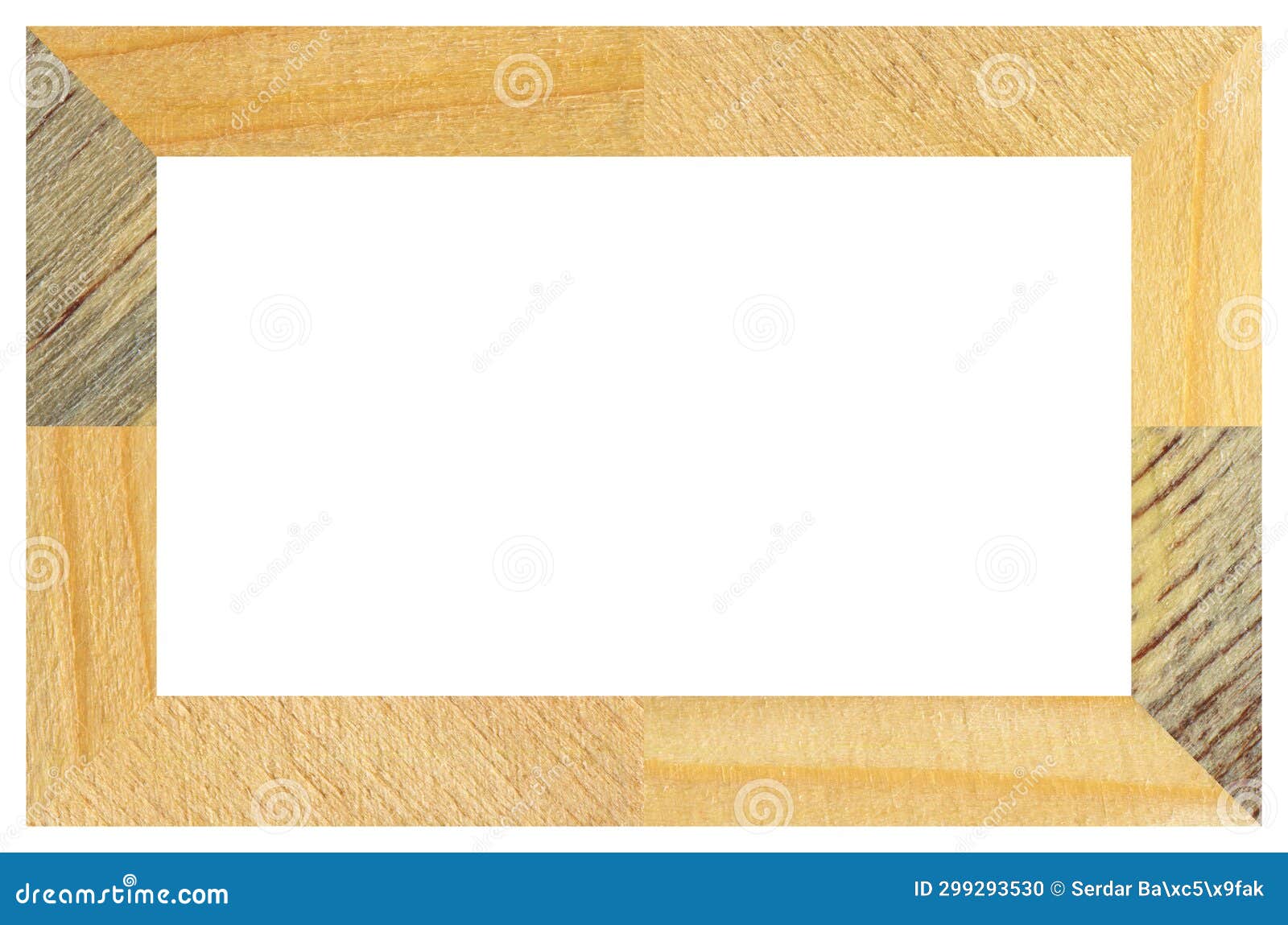 Wooden Marquetry Rectangle Pine Frame, Wooden Frame Made of a ...