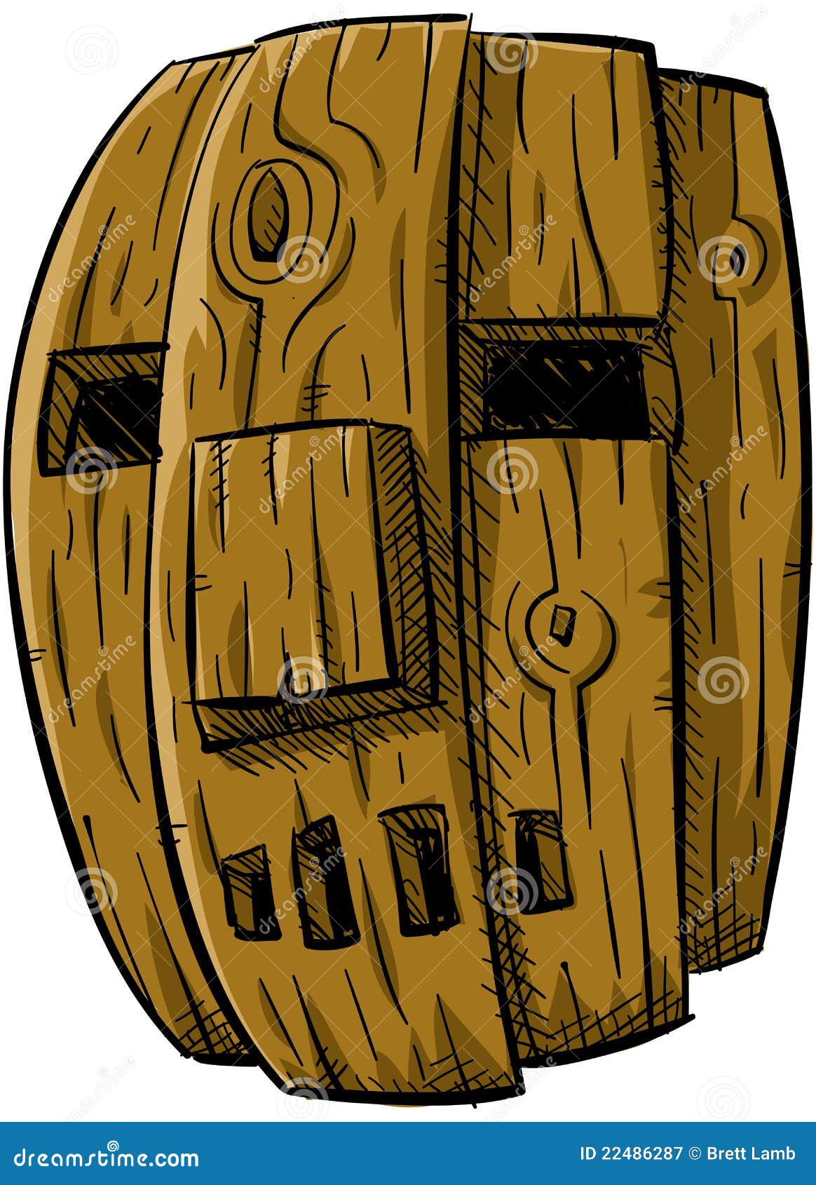 Wooden Mask stock illustration. Illustration of cartoon - 22486287