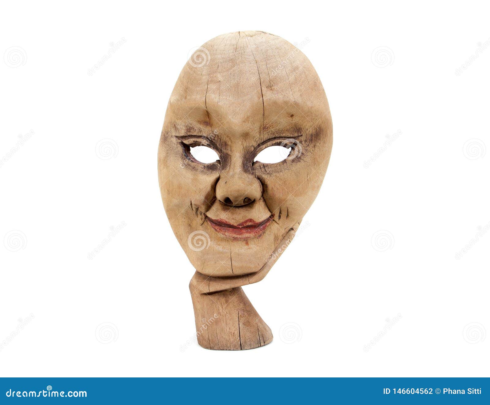 Wooden Mask Isolated on White Background Stock Photo - Image of culture ...