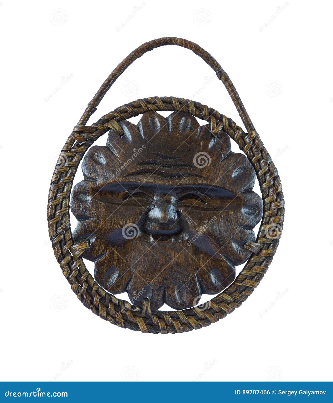 Wooden Mask of the Sun. the Decor on the Wall Stock Photo - Image of ...