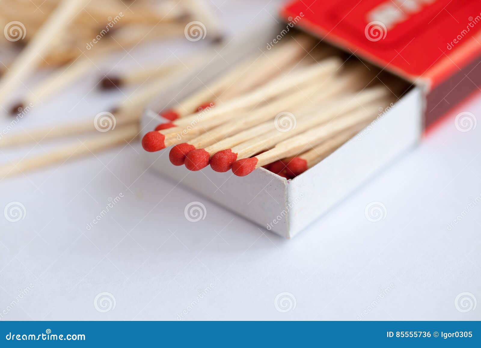 Wooden match in the box stock photo. Image of match, sulphur - 85555736