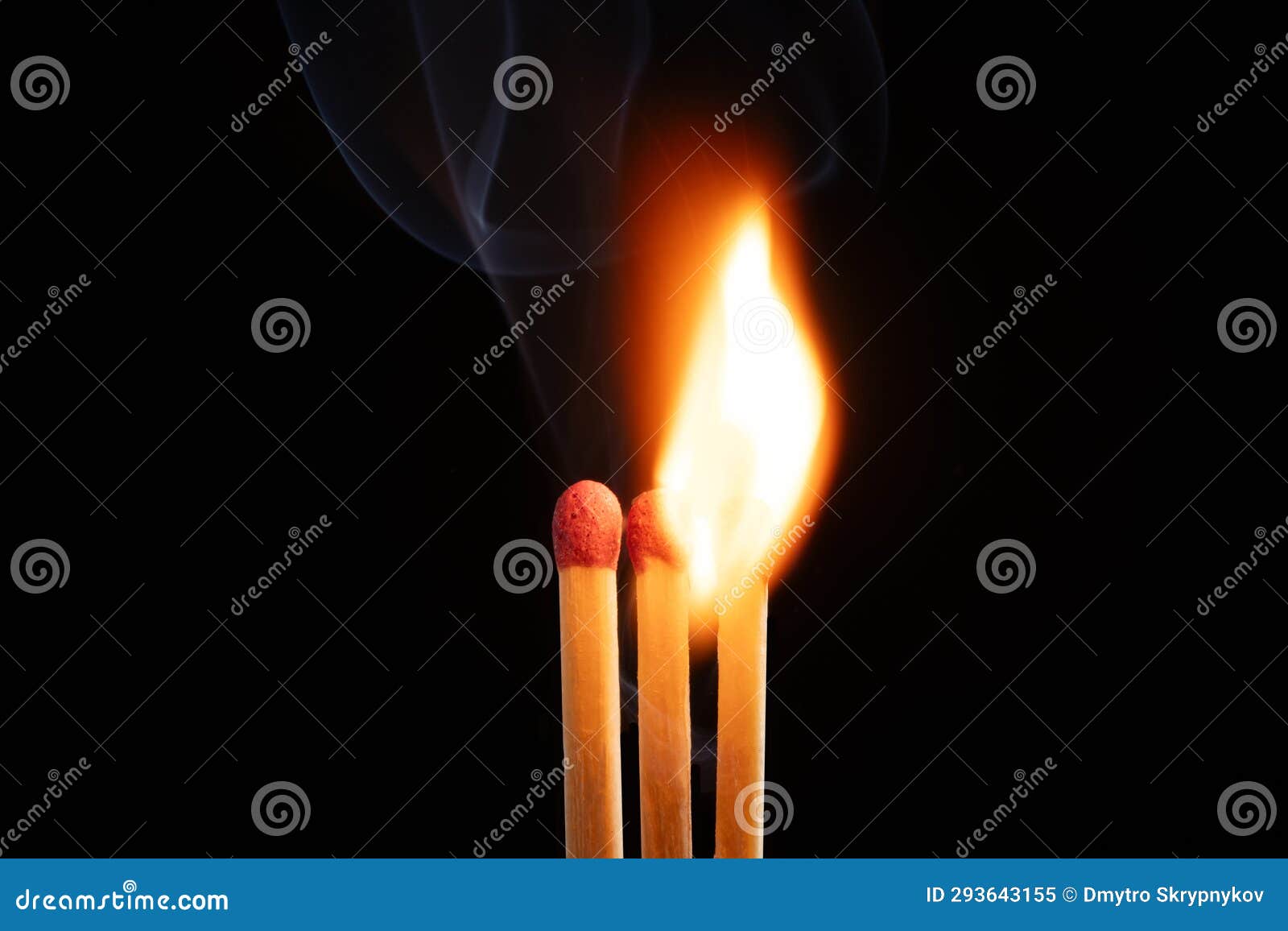 Wooden Matches with Fire on a Black Background Stock Image - Image of ...