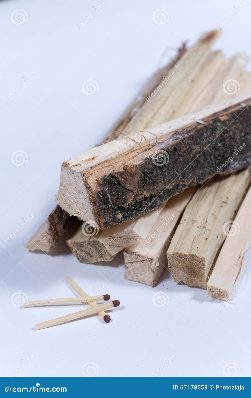 Wooden Matches with Stacked Firewood Over White Background Stock Image ...